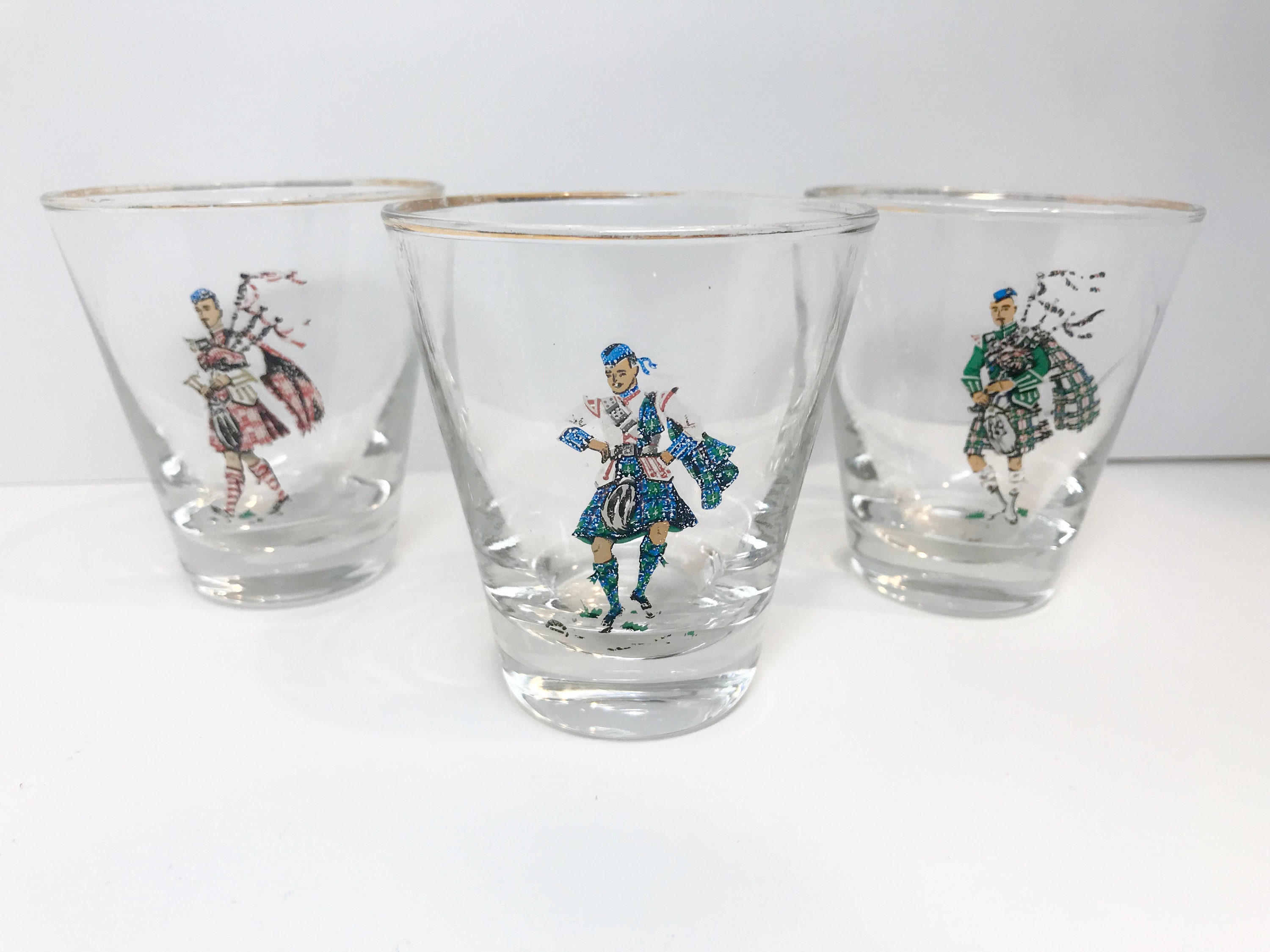 Bagpiper Glass, Scottish Dancer Glass, Scottish Glasses, Scotland Shot ...
