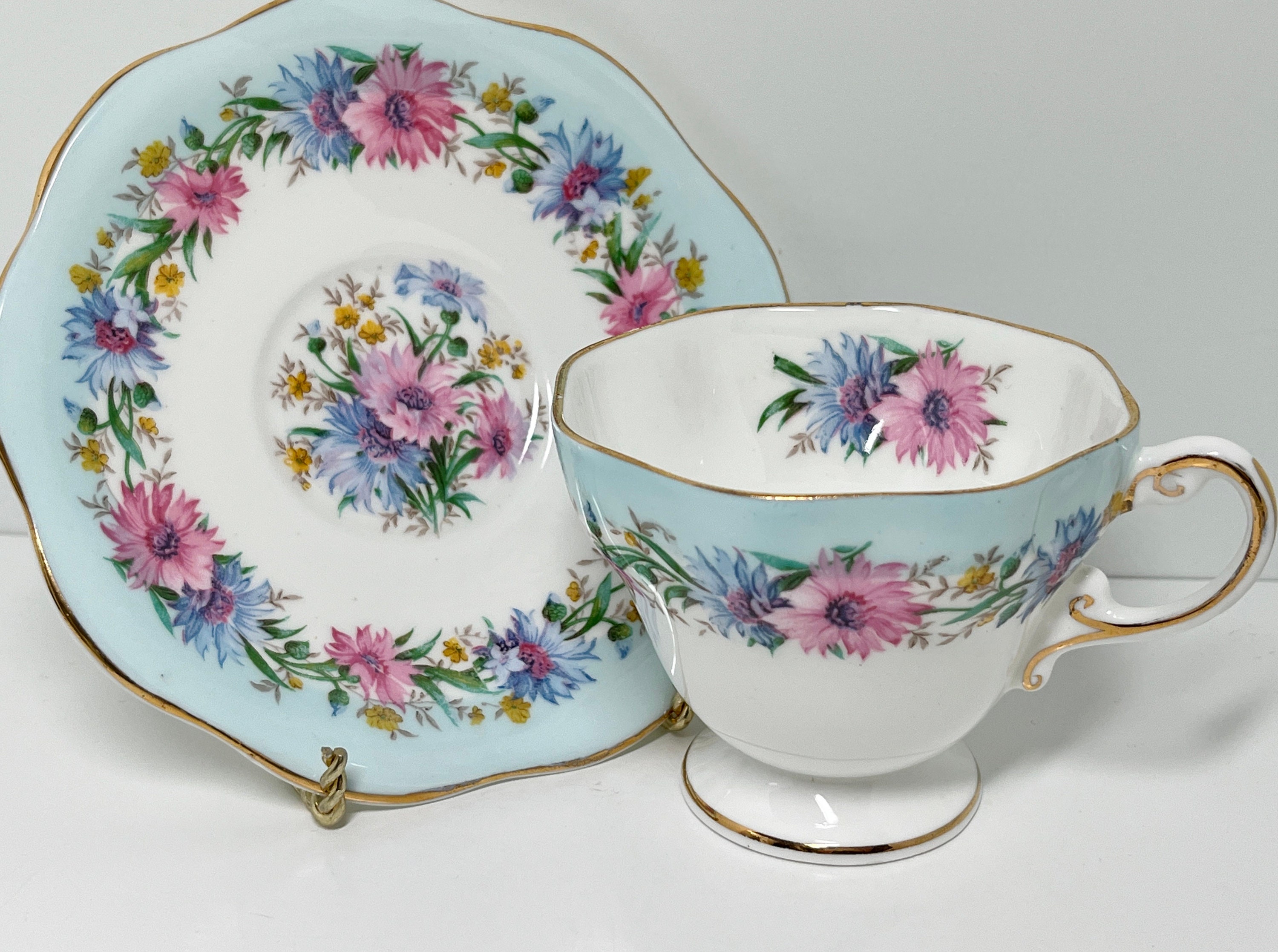 EB Foley Teacup and Saucer, Cornflower Tea Cup, Vintage Tea Cups ...