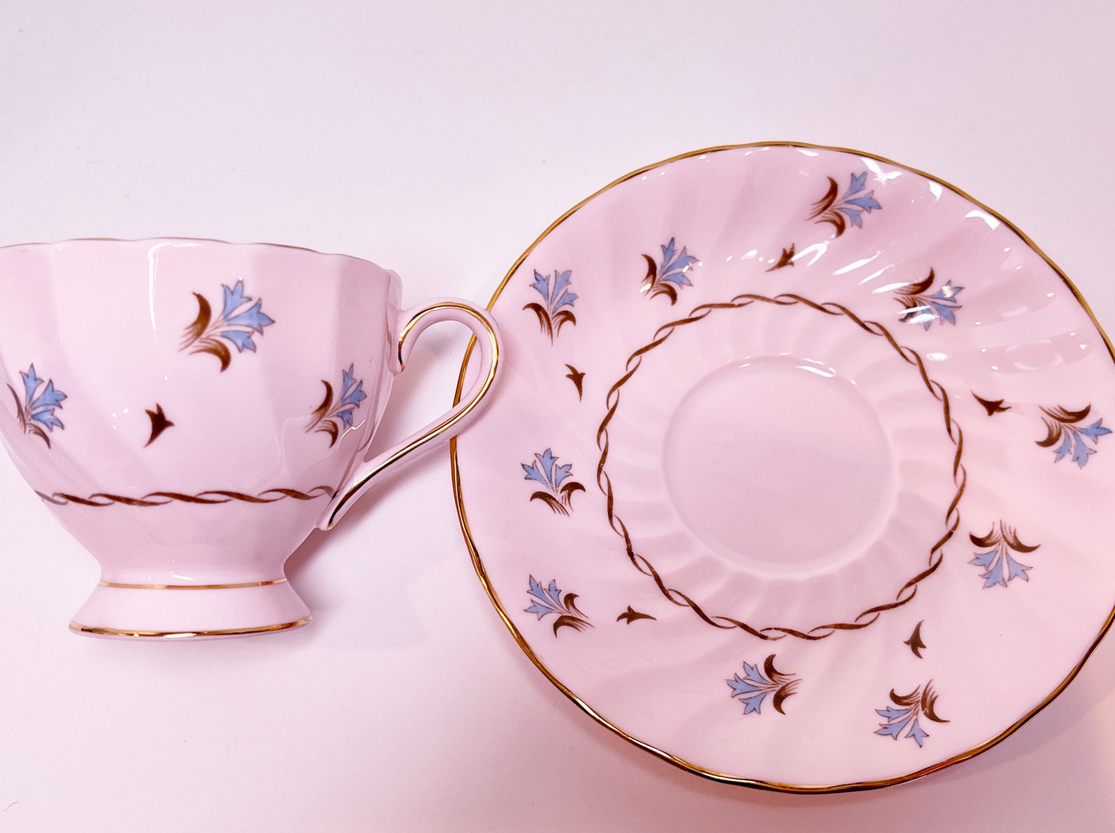 Pink Chintz Tuscan Tea Cup Florette Pattern Pink Tea Cups | Etsy