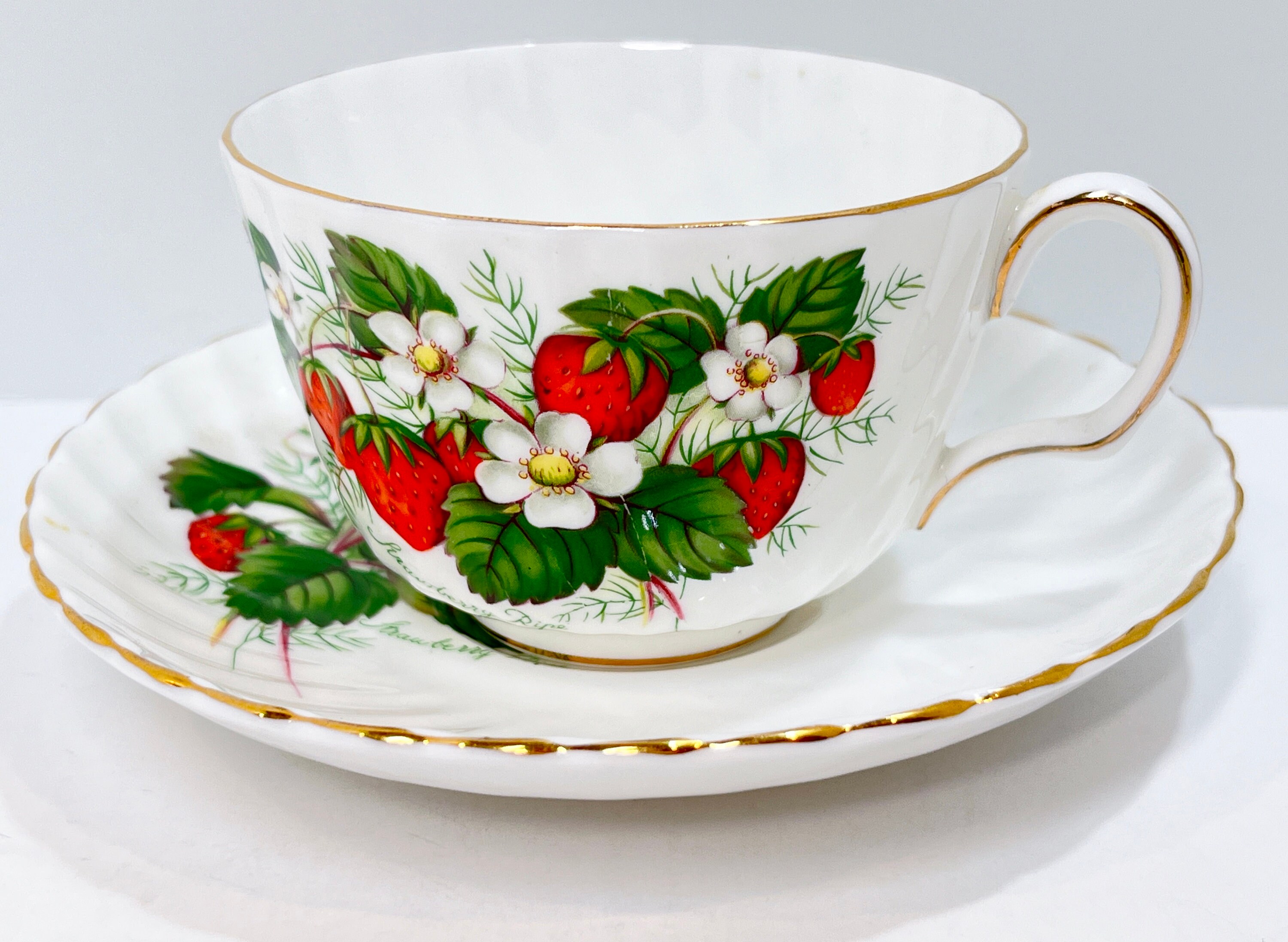 Strawberry Tea Cup and Saucer , AdderleyTeacup , Fruit Teacup , Hostess ...