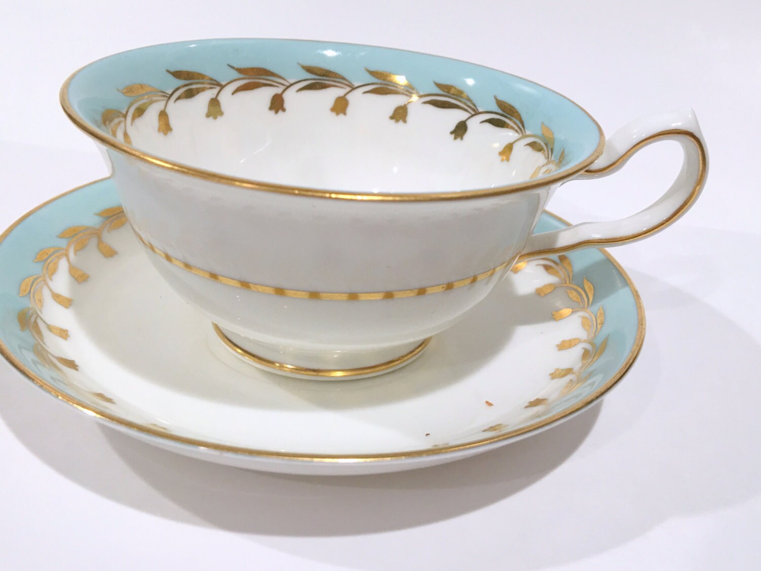 Royal Crown Derby Tea Cup and Saucer, Aqua Cups, English Bone China ...