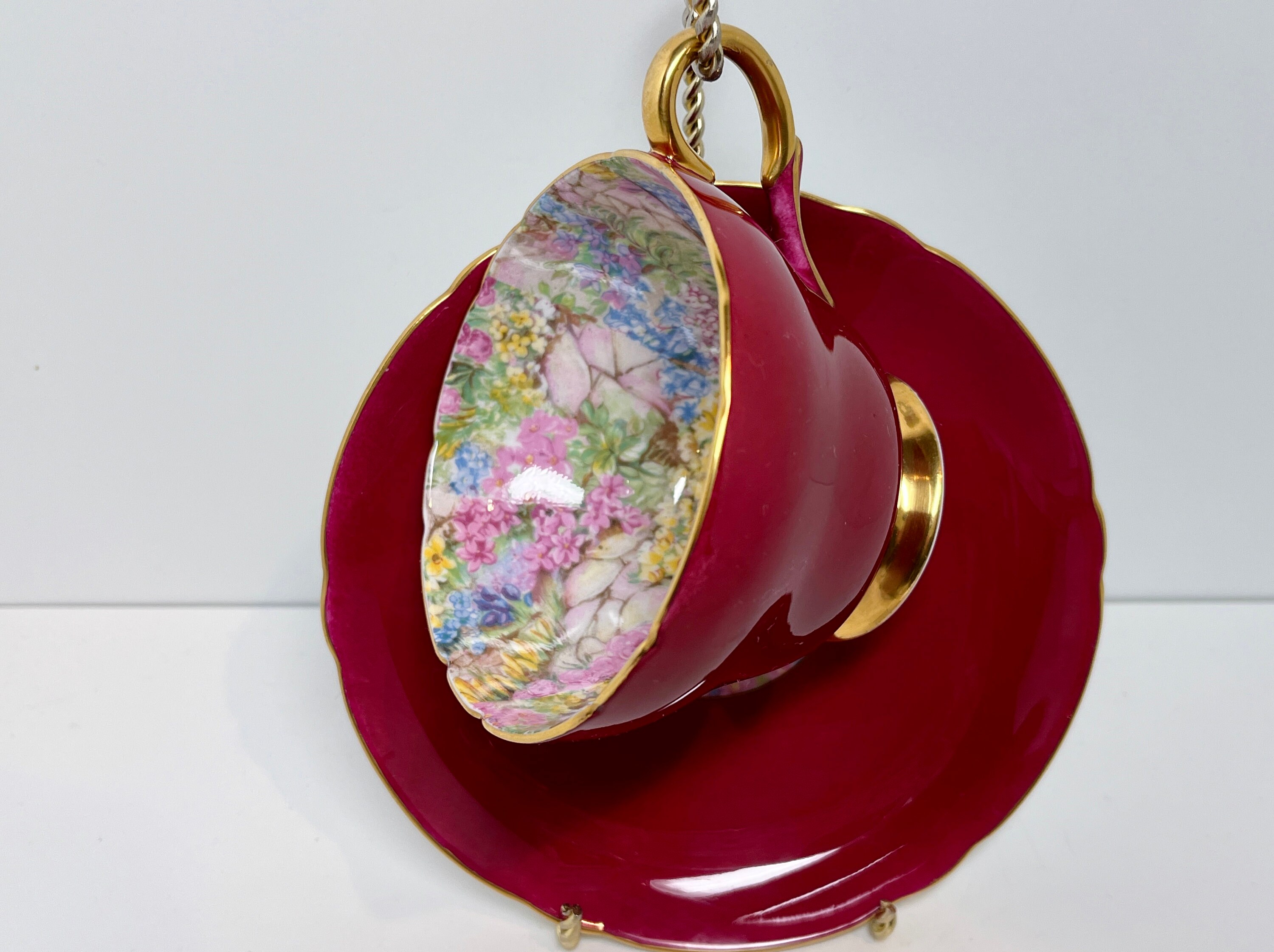 Shelley Rock Garden, Tea Cup and Saucer, Henley Shape, Red Shelley, Tea ...