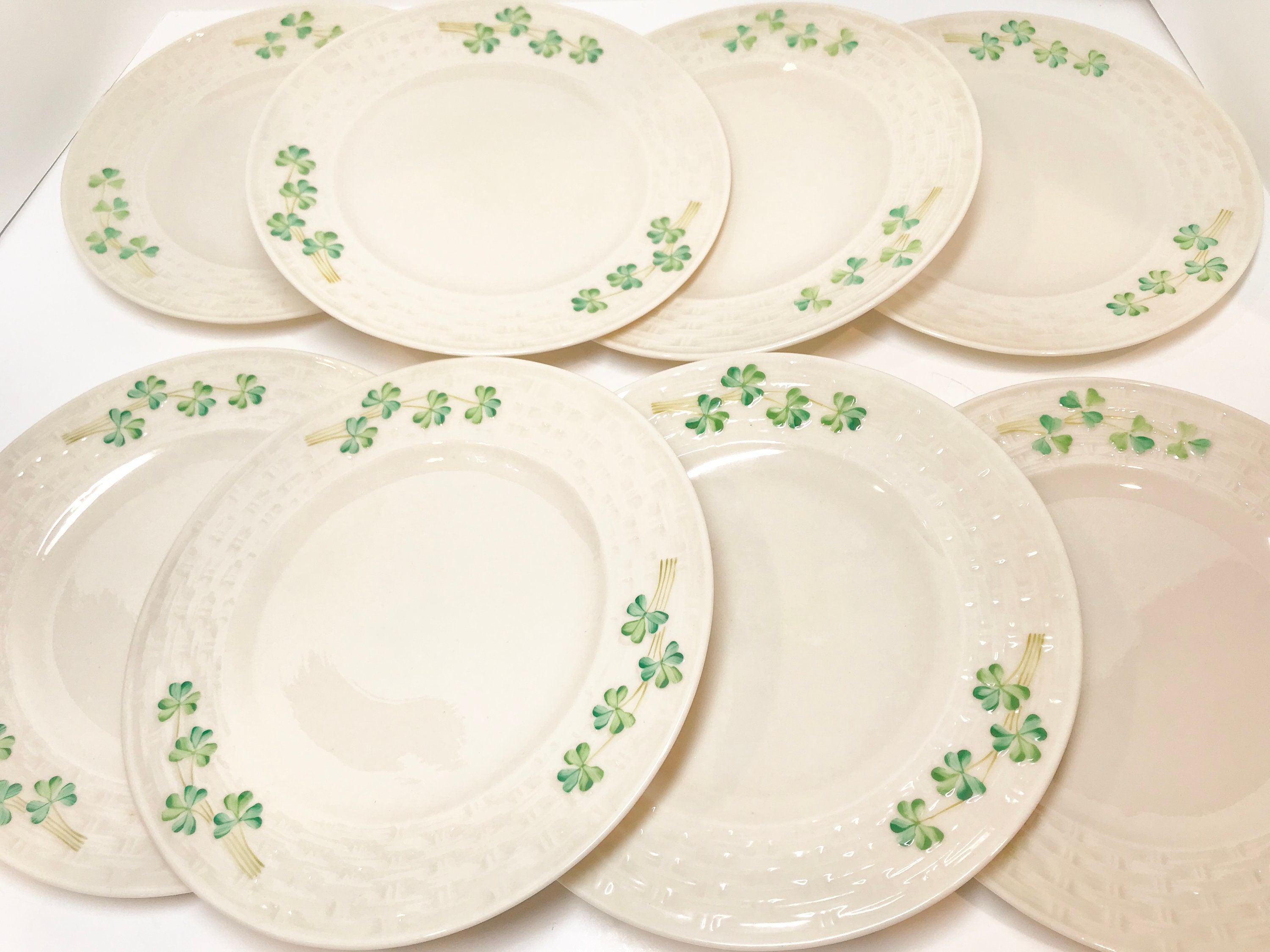 Green Mark Belleek Shamrock Plates, Shamrock Ware Plates, Belleek ...