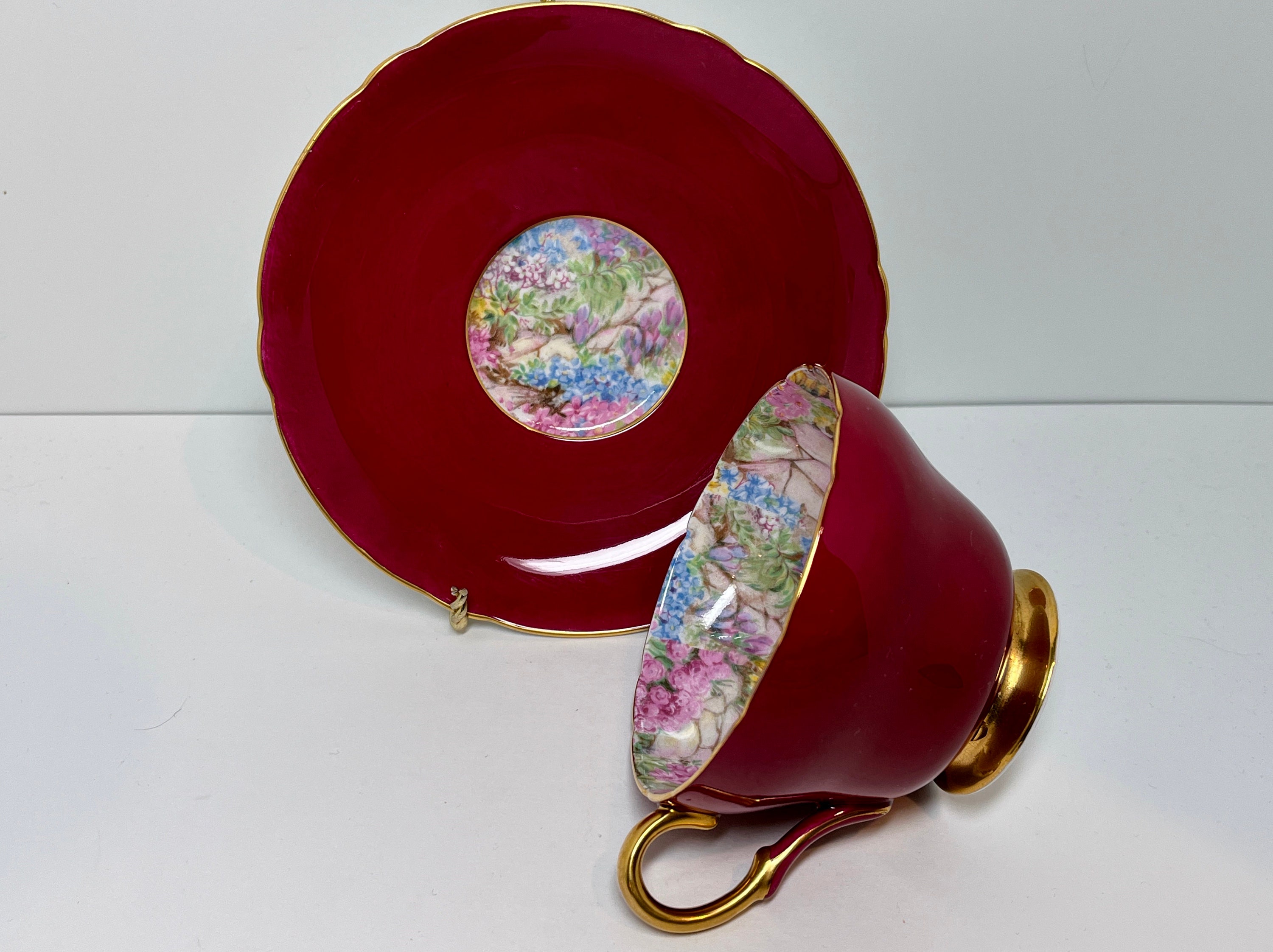 Shelley Rock Garden, Tea Cup and Saucer, Henley Shape, Red Shelley, Tea ...