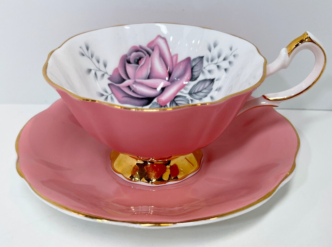 Queen Anne Tea Cup and Saucer Pink Rose Teacup Vintage Teacup Antique ...