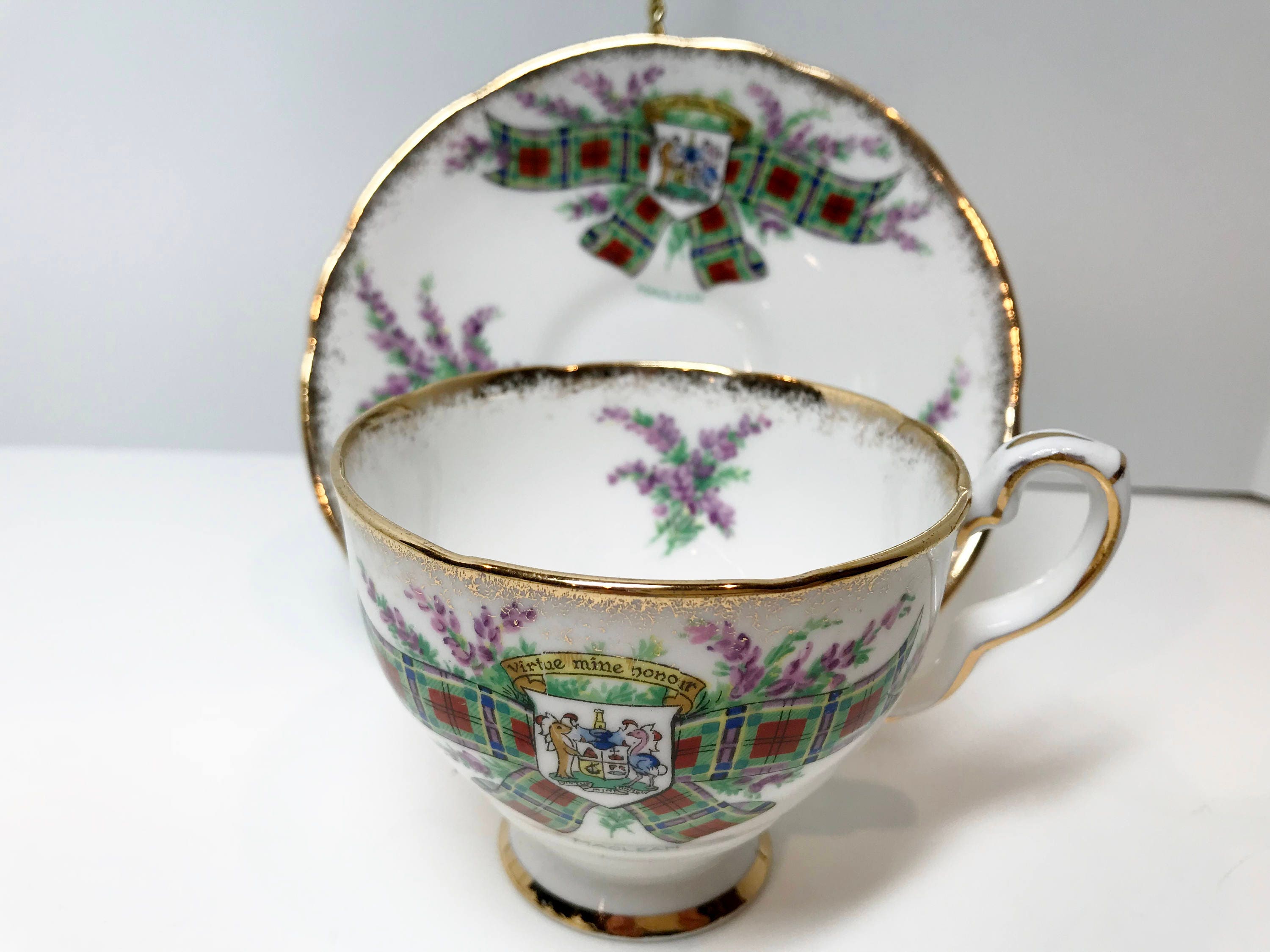 MacLean Clan Tea Cup and Saucer, Royal Grafton Tea Cups, Scottish ...