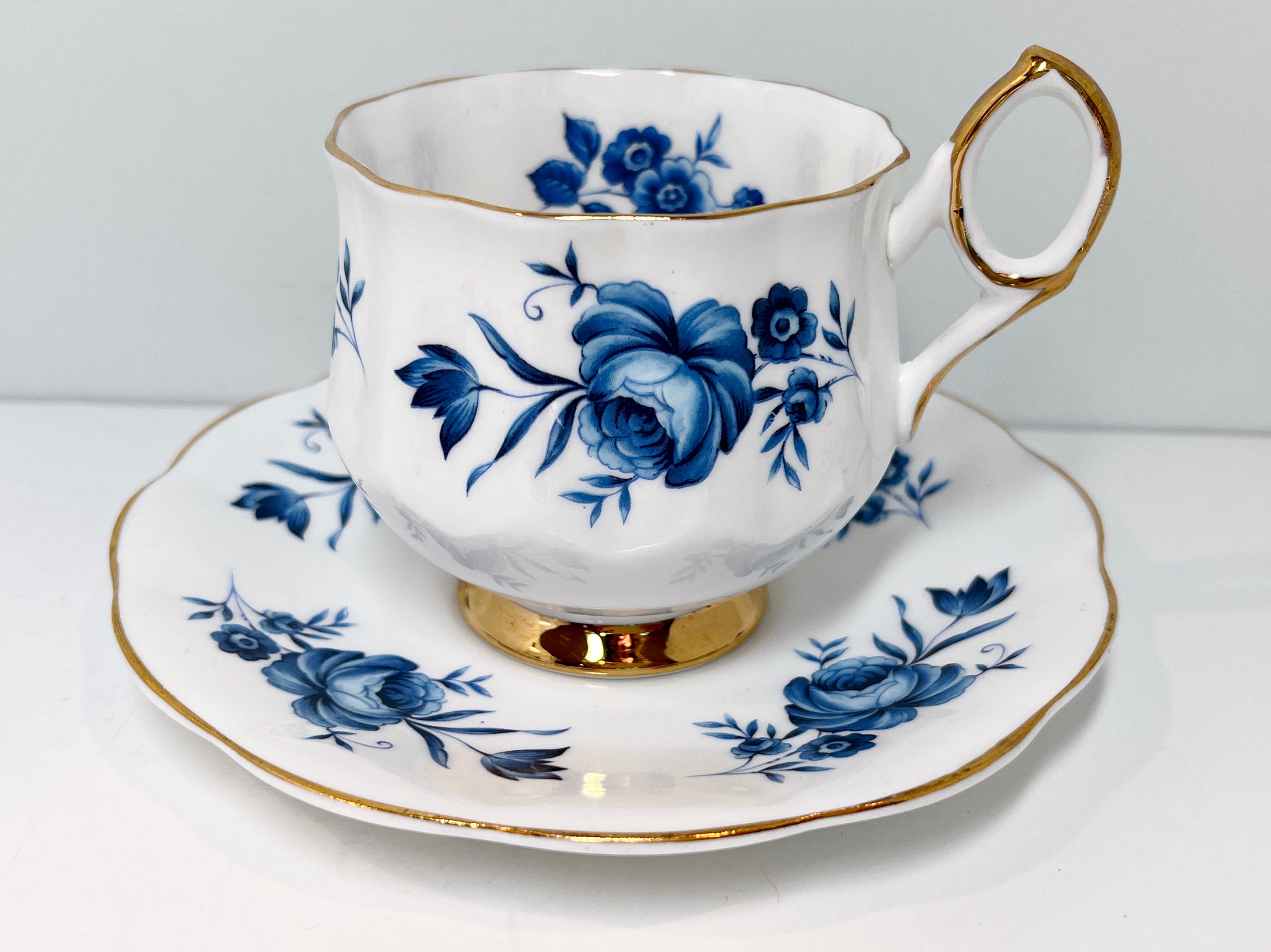 Friendship Cup, Elizabethan Tea Cup, Blue White Ware, Blue Rose Tea ...