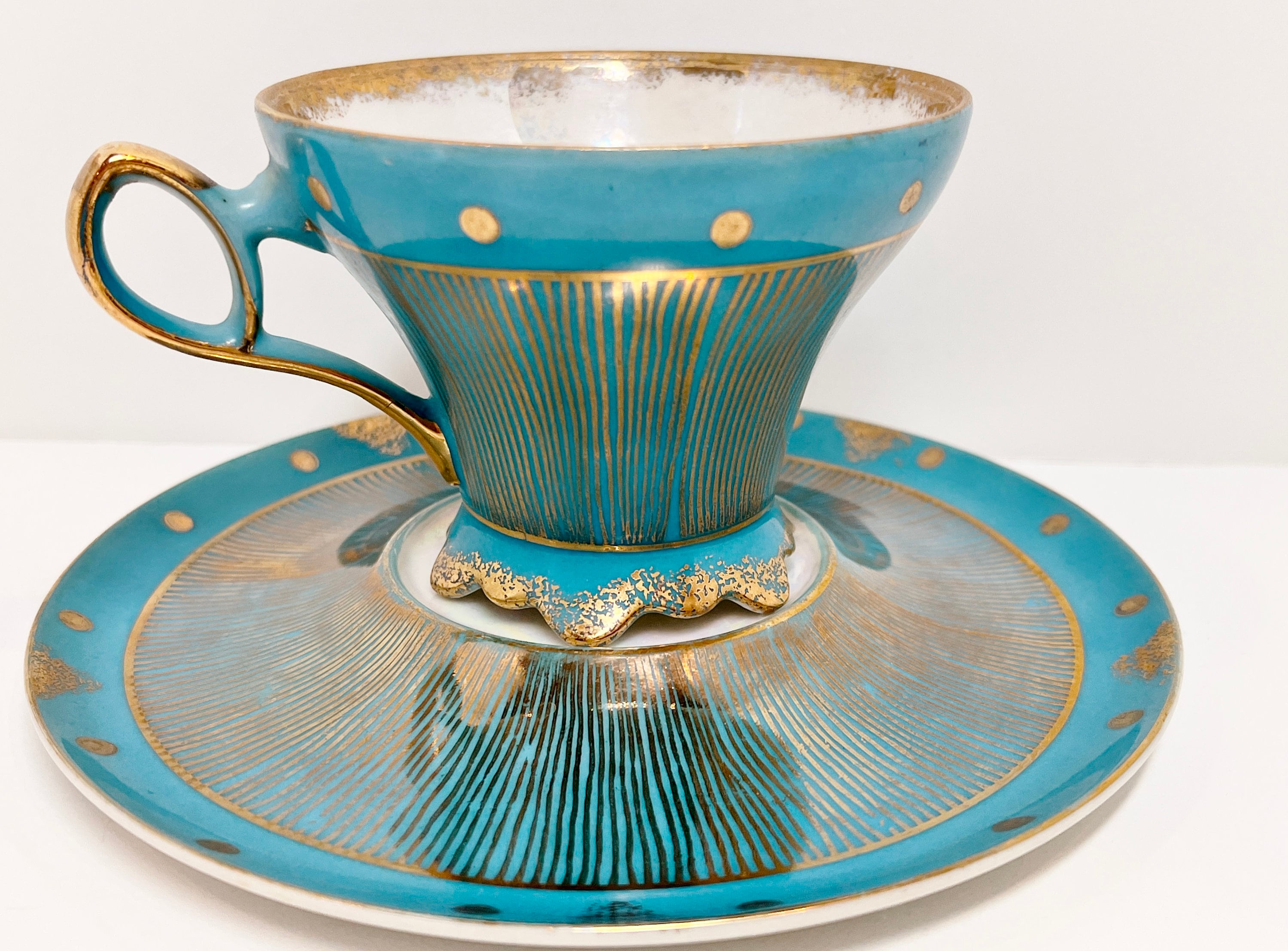 Lefton Teacup, Turquoise Teacup, Japanese Teacup, Vintage Teacup, Aqua ...