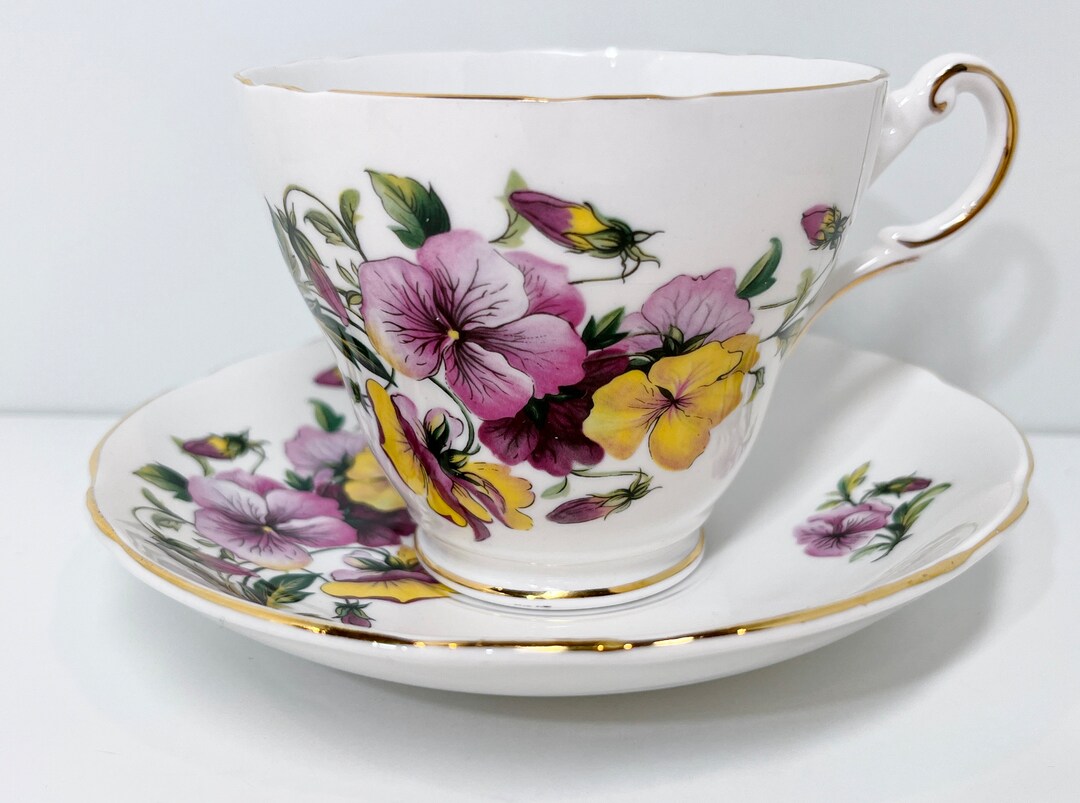 Regency Pansy Tea Cup and Saucer , Bone China Tea Cup , English Teacup ...