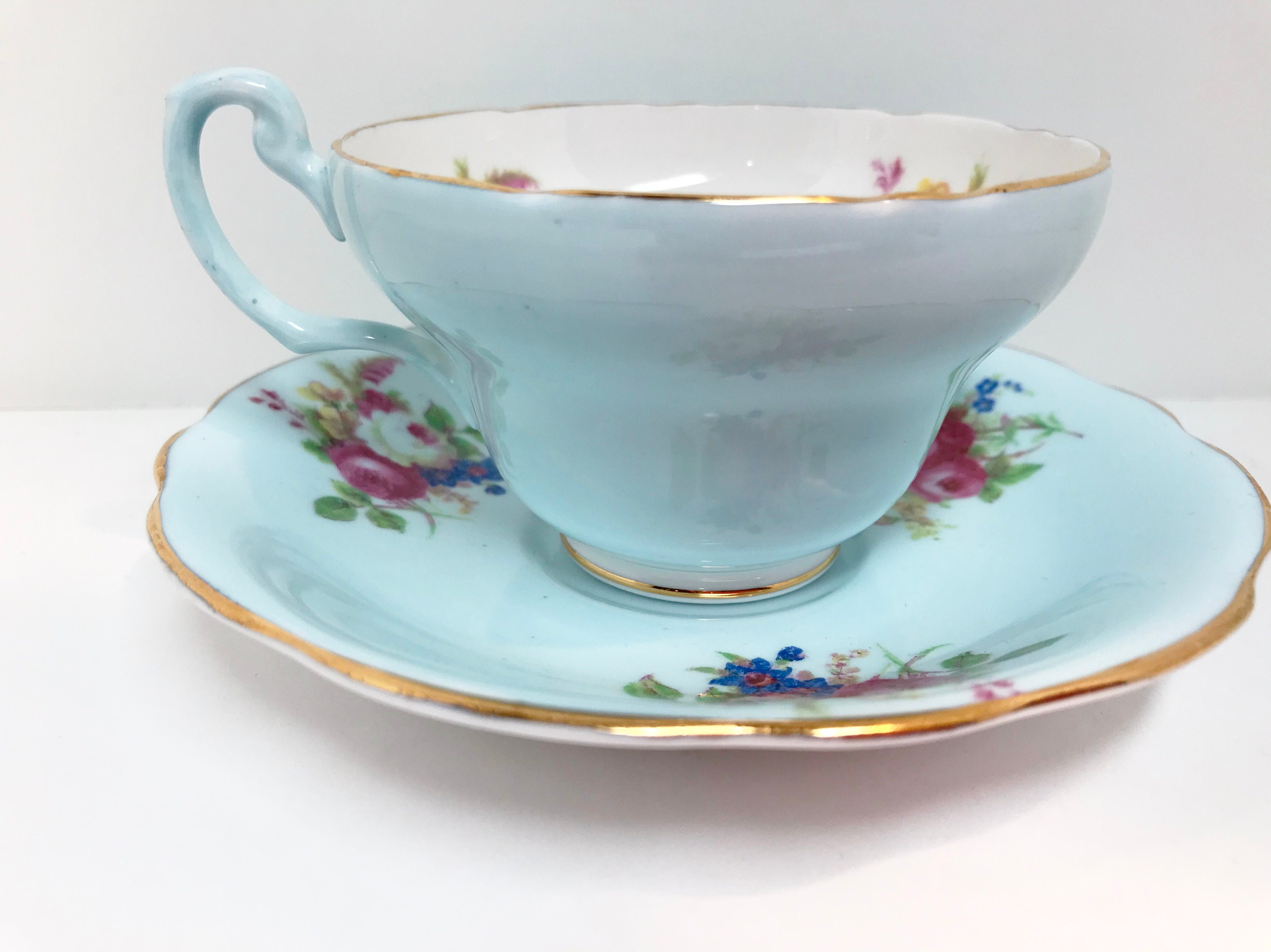 EB Foley Teacup and Saucer, Blue Foley Tea Cup, Blue Teacups, Antique ...