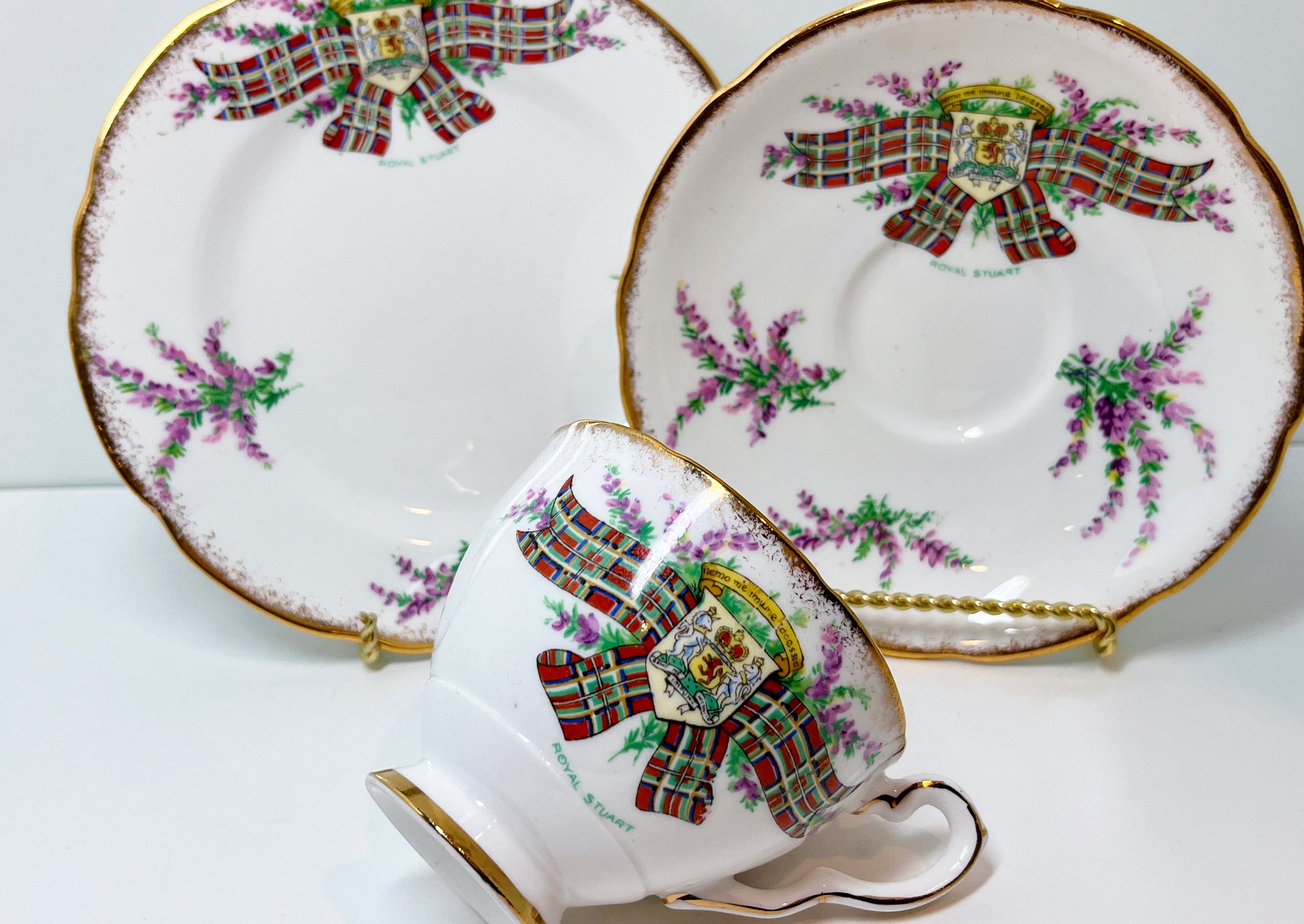 Royal Stuart Clan Teacup Saucer and Plate, Royal Stafford Teacup ...