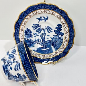 Booths Tea Cup and Saucer , Real Old Willow Pattern Gold Trim , Blue ...