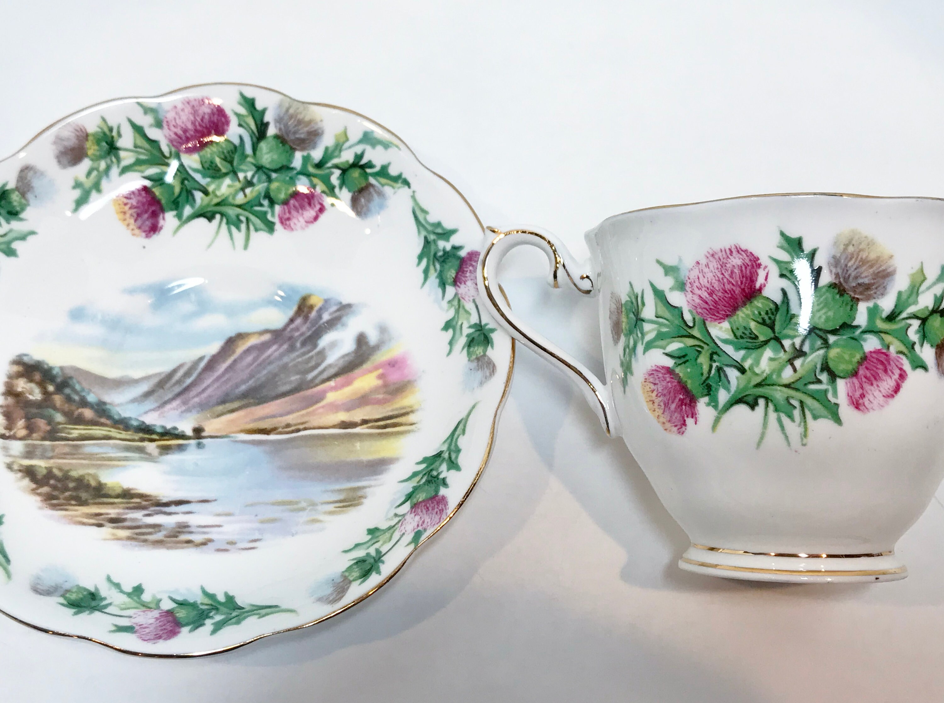 Royal Albert Tea Cup and Saucer, Bonnie Banks O Loch Lomon, Thistle ...