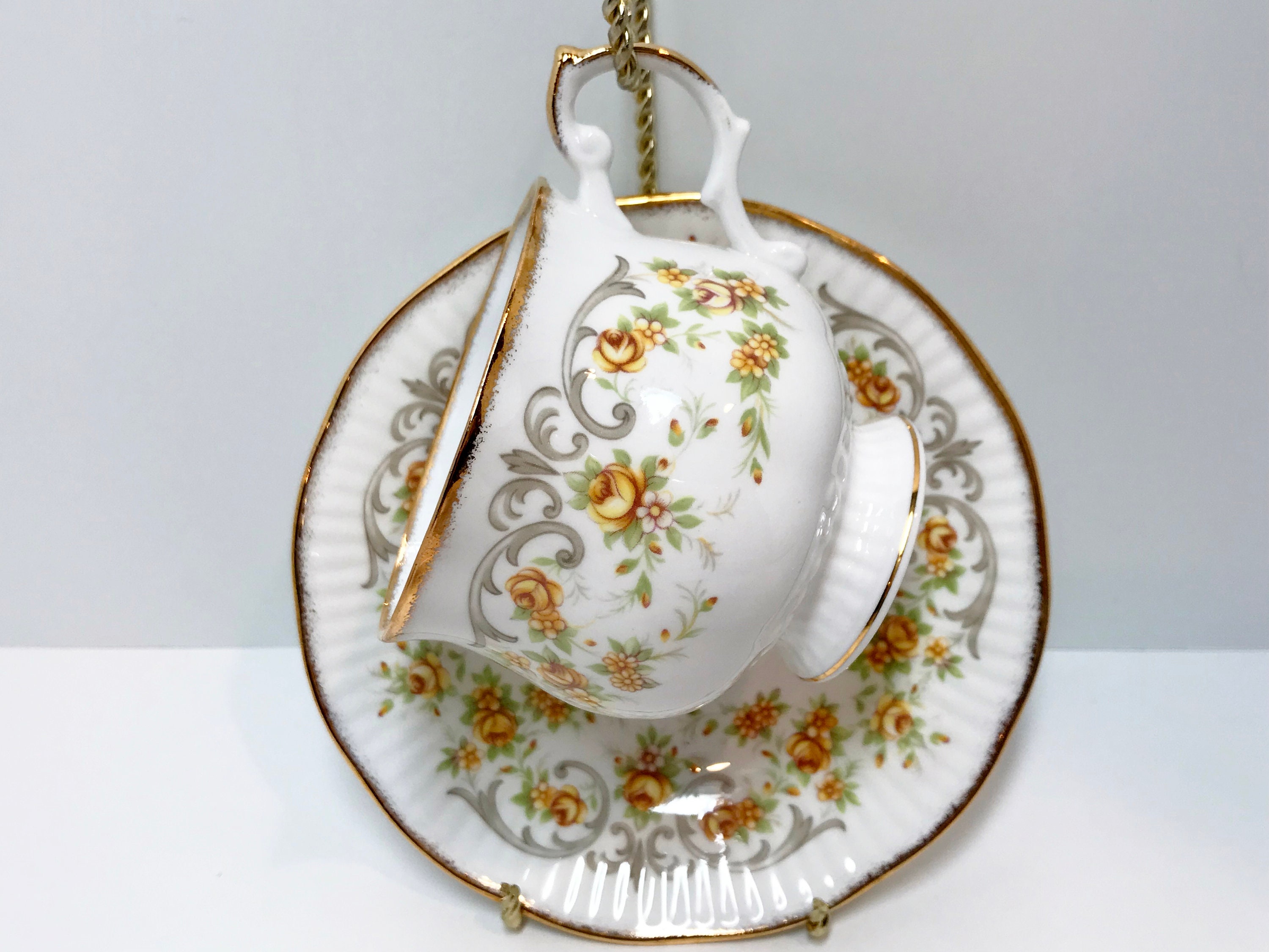 Queens Rosina Tea Cup and Saucer, Yellow Rose Pattern, Antique Tea Cups ...