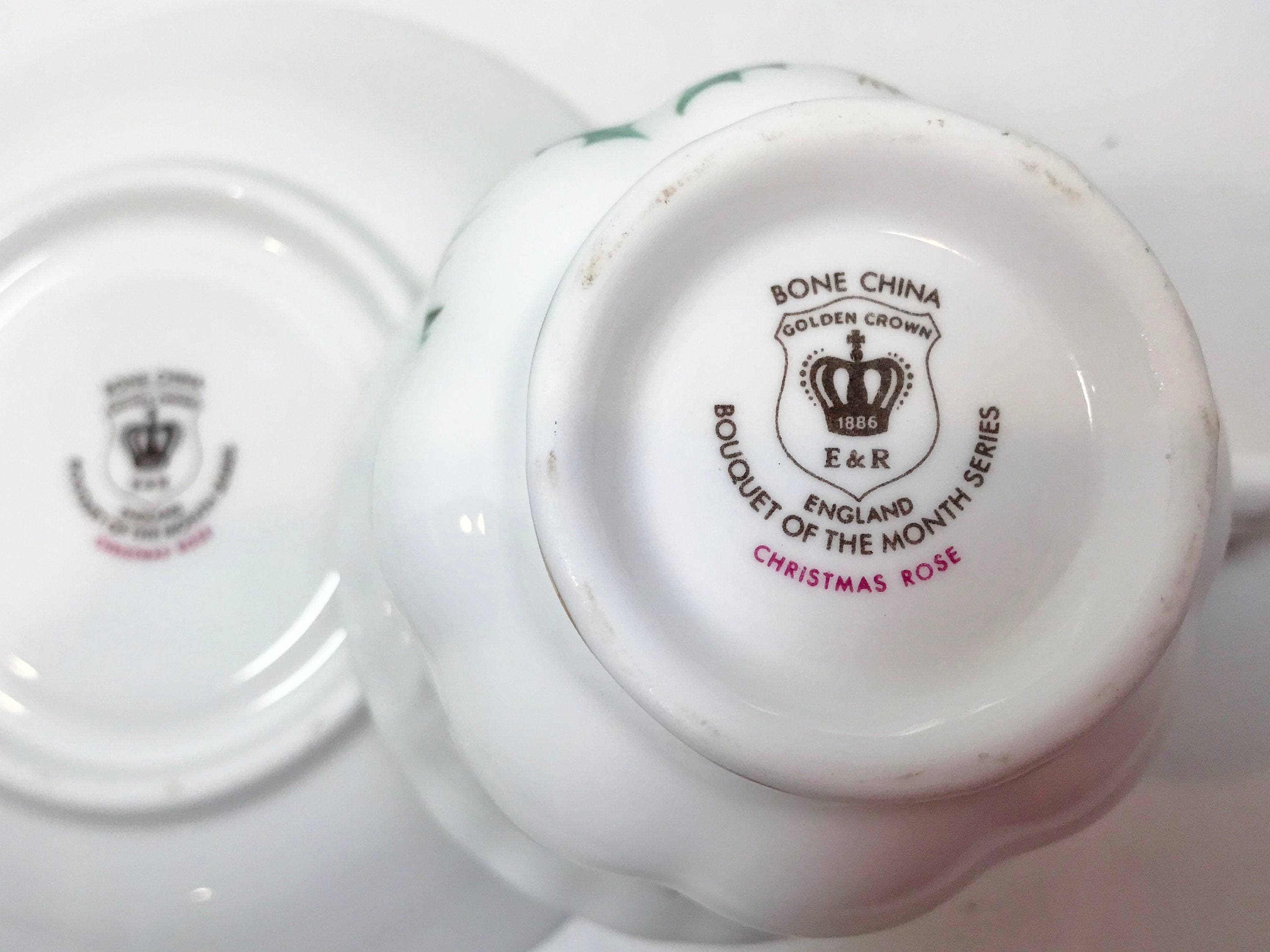 Reserved for SR, Christmas Rose December Birthday Cup, Golden Crown Tea ...