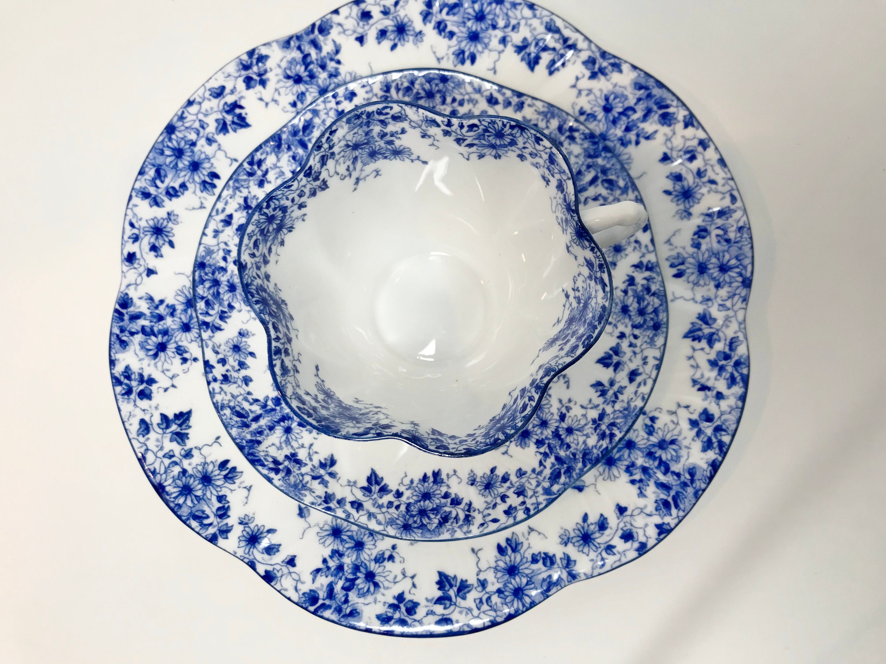 Shelley Dainty Blue Trio, Shelley China, Shelley Tea Cups, Antique Tea ...