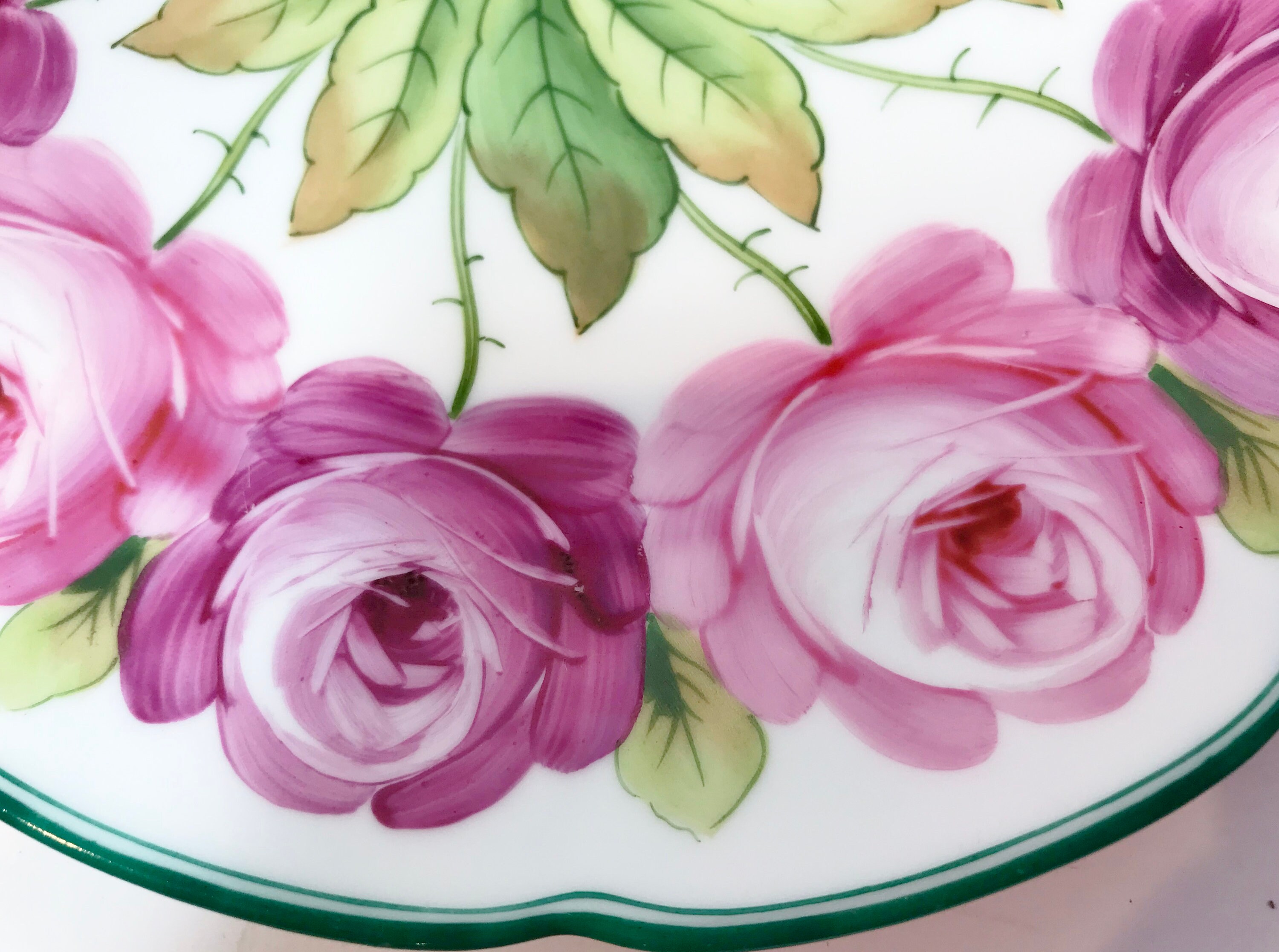 Big Rose Plate by Saxe, Hand Painted Plate, Large Roses Plate, Gorgeous ...