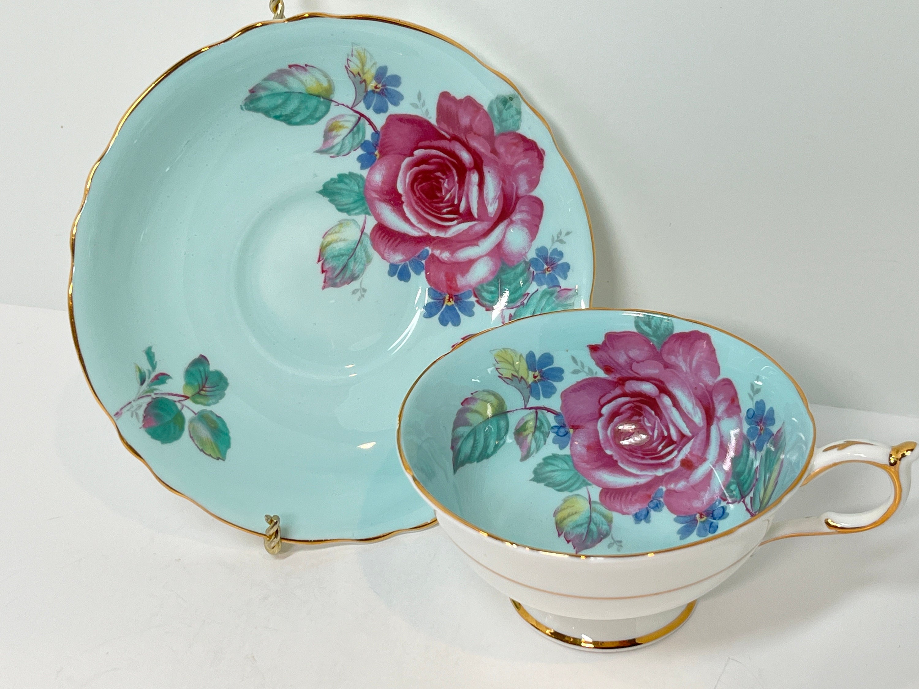 Large Rose Paragon Teacup and Saucer , Pink Rose Cups , Double Warrant ...