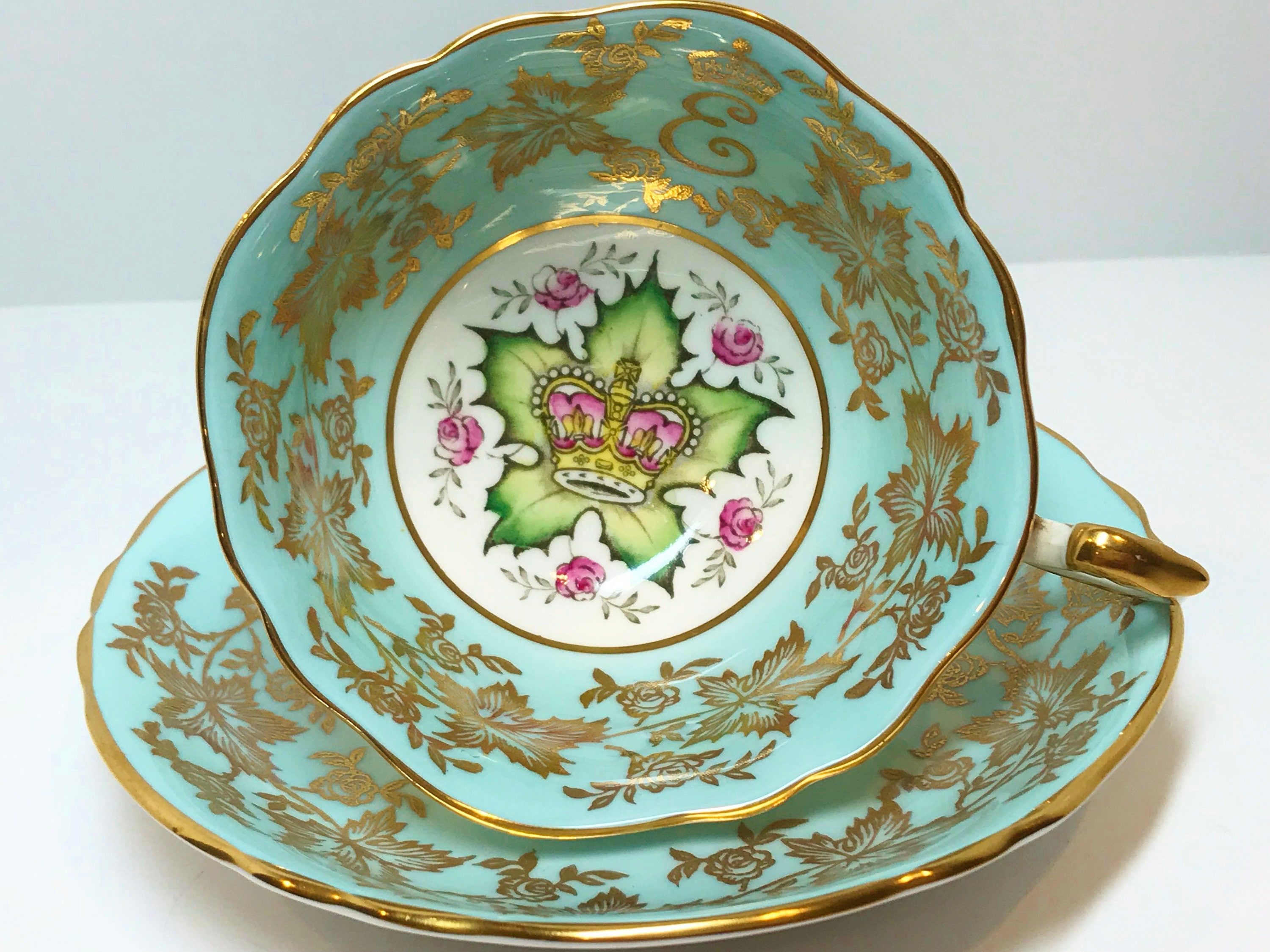 Aqua Paragon Tea Cup and Saucer, Coronation Cup, Aqua Cups, Queen ...