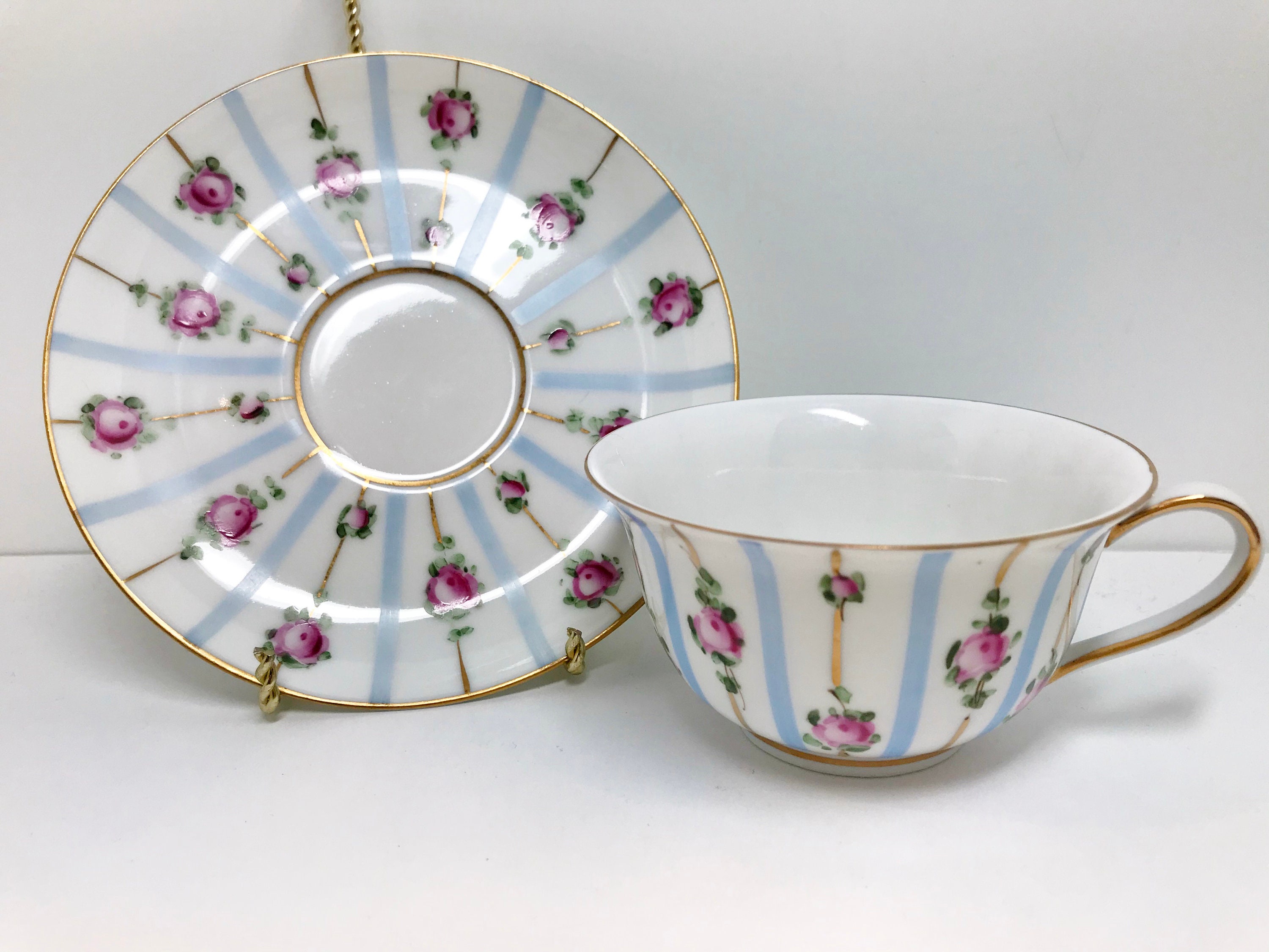 French Limoges Teacup and Saucer, Hand Painted Limoges, Antique Limoges ...
