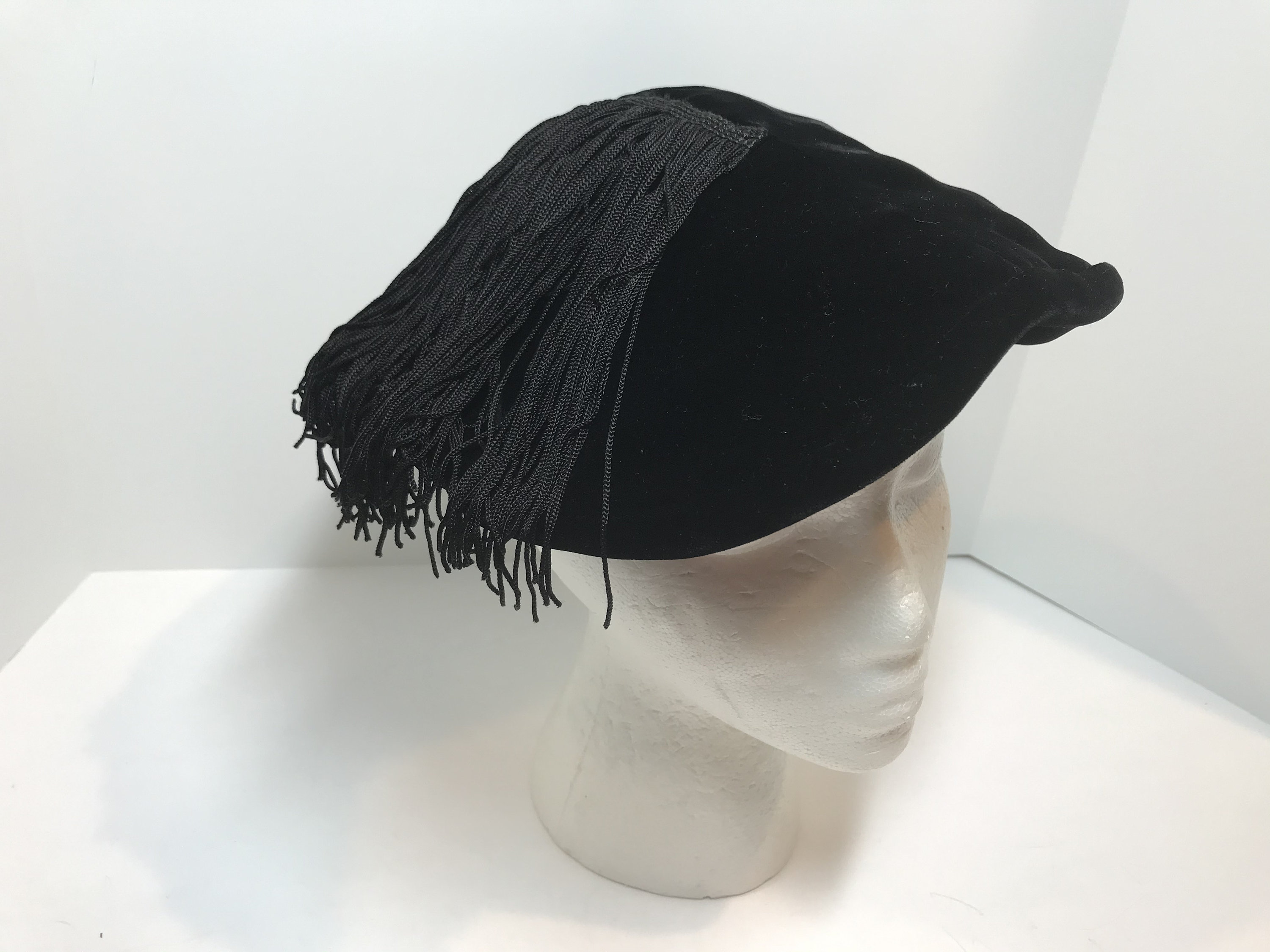 Reserved for J, Fringed Hat, Black Vintage Hat, Designer Clothing ...