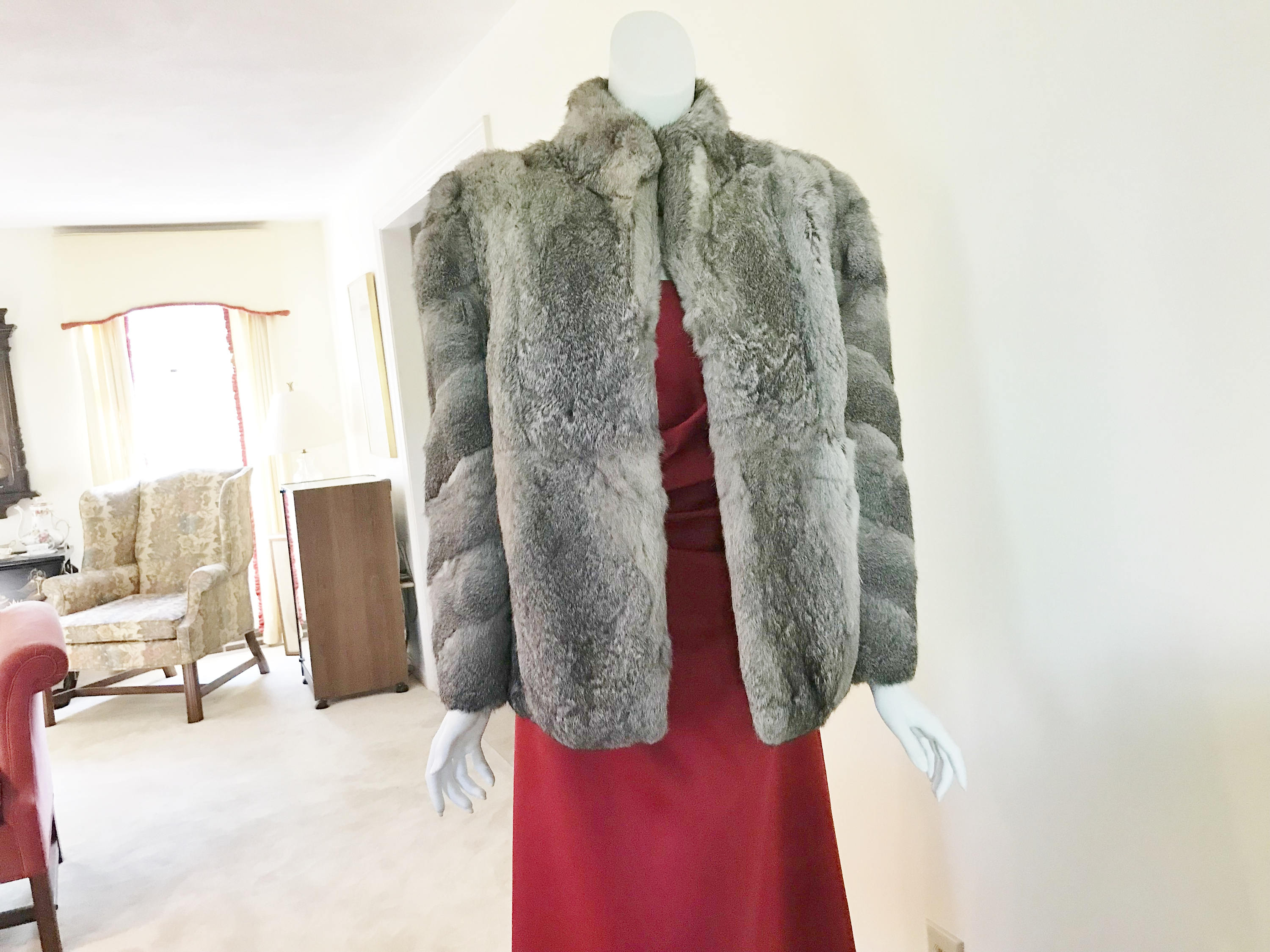 Classic Fur Jacket, Vintage Gray Lapin Jacket, Authentic Real Fur ...