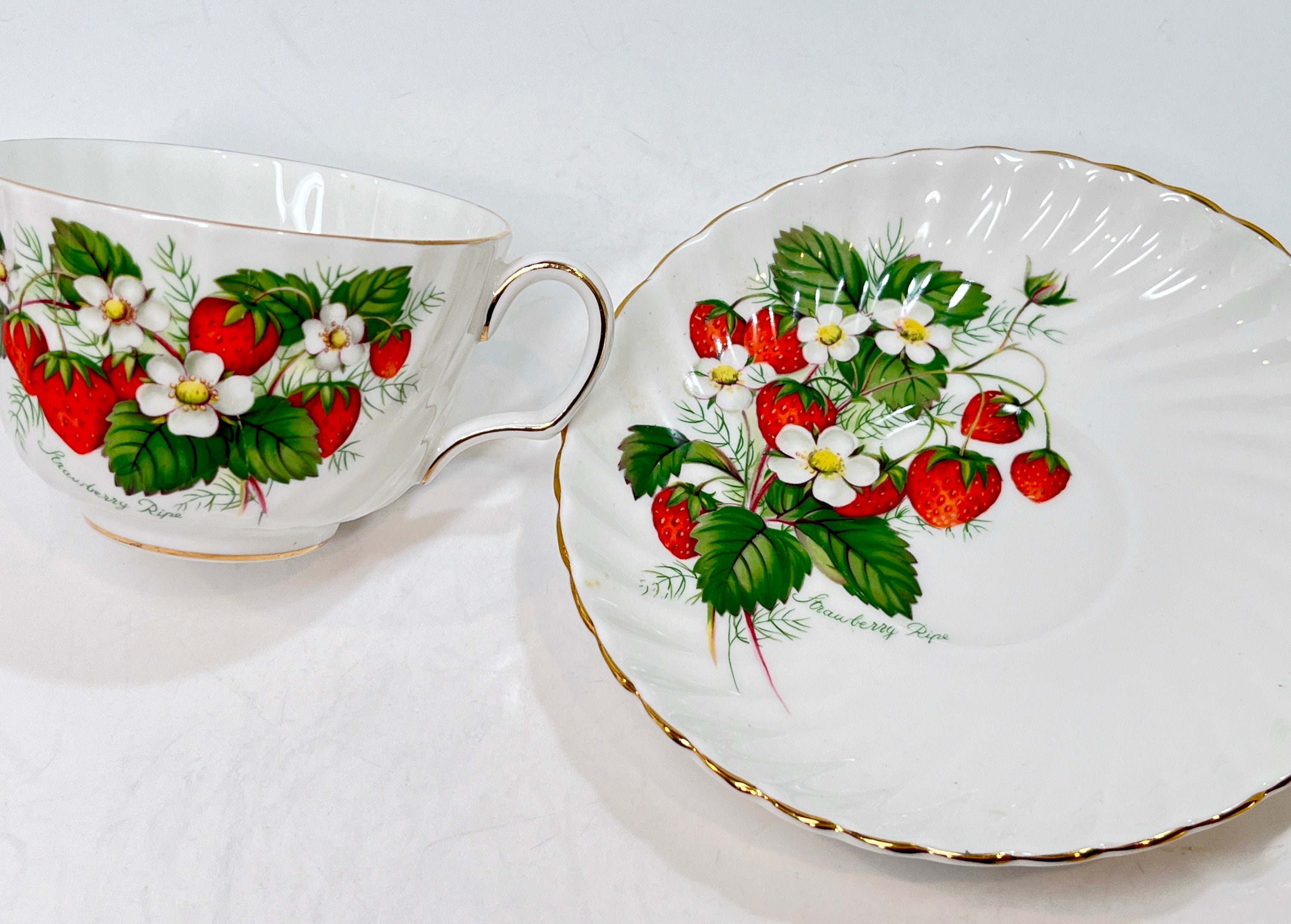 Strawberry Tea Cup and Saucer , AdderleyTeacup , Fruit Teacup , Hostess ...
