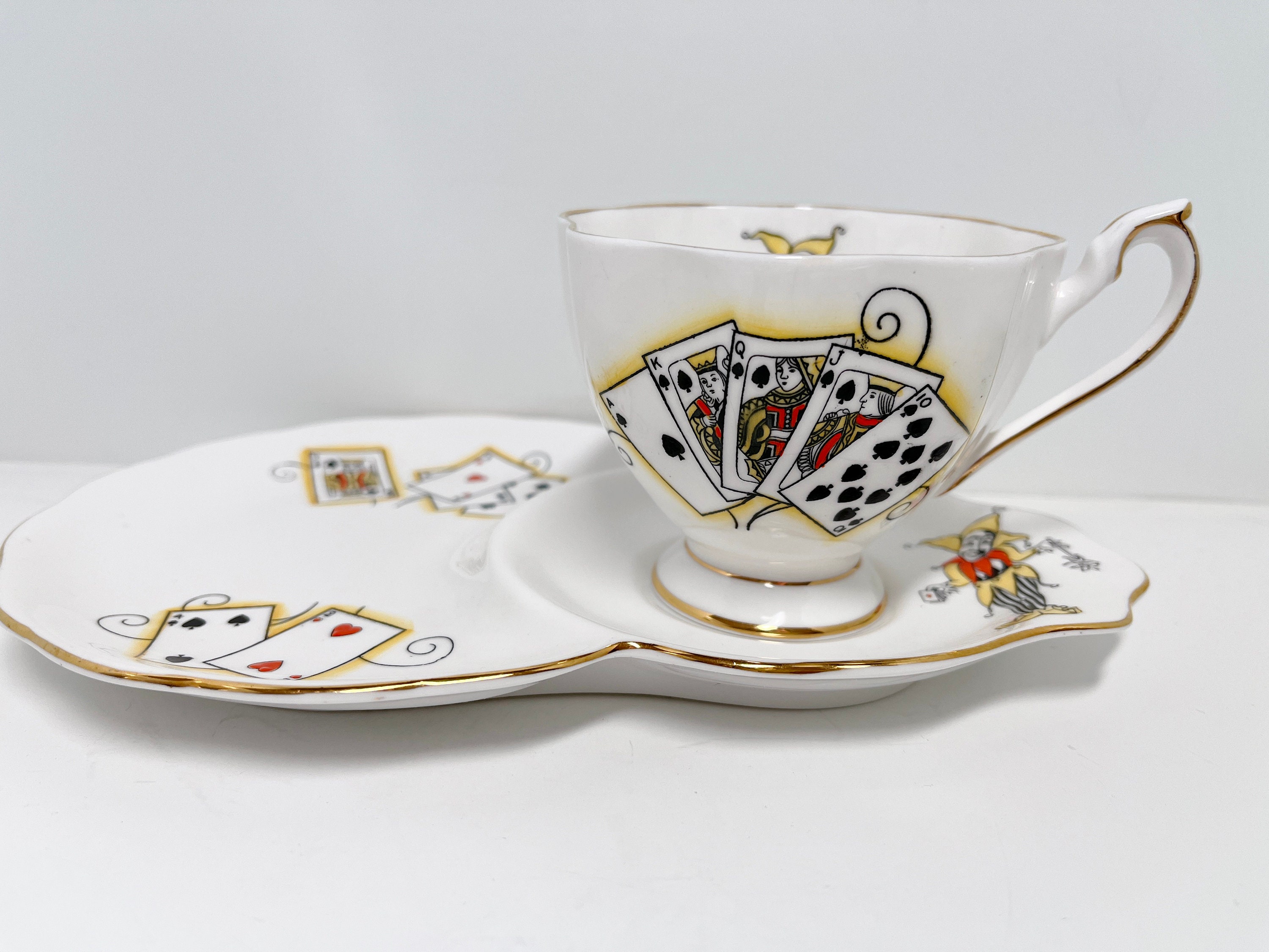 Lady Luck Snack Set, Queen Anne Teacup and Saucer, Poker Teacup, Bridge ...