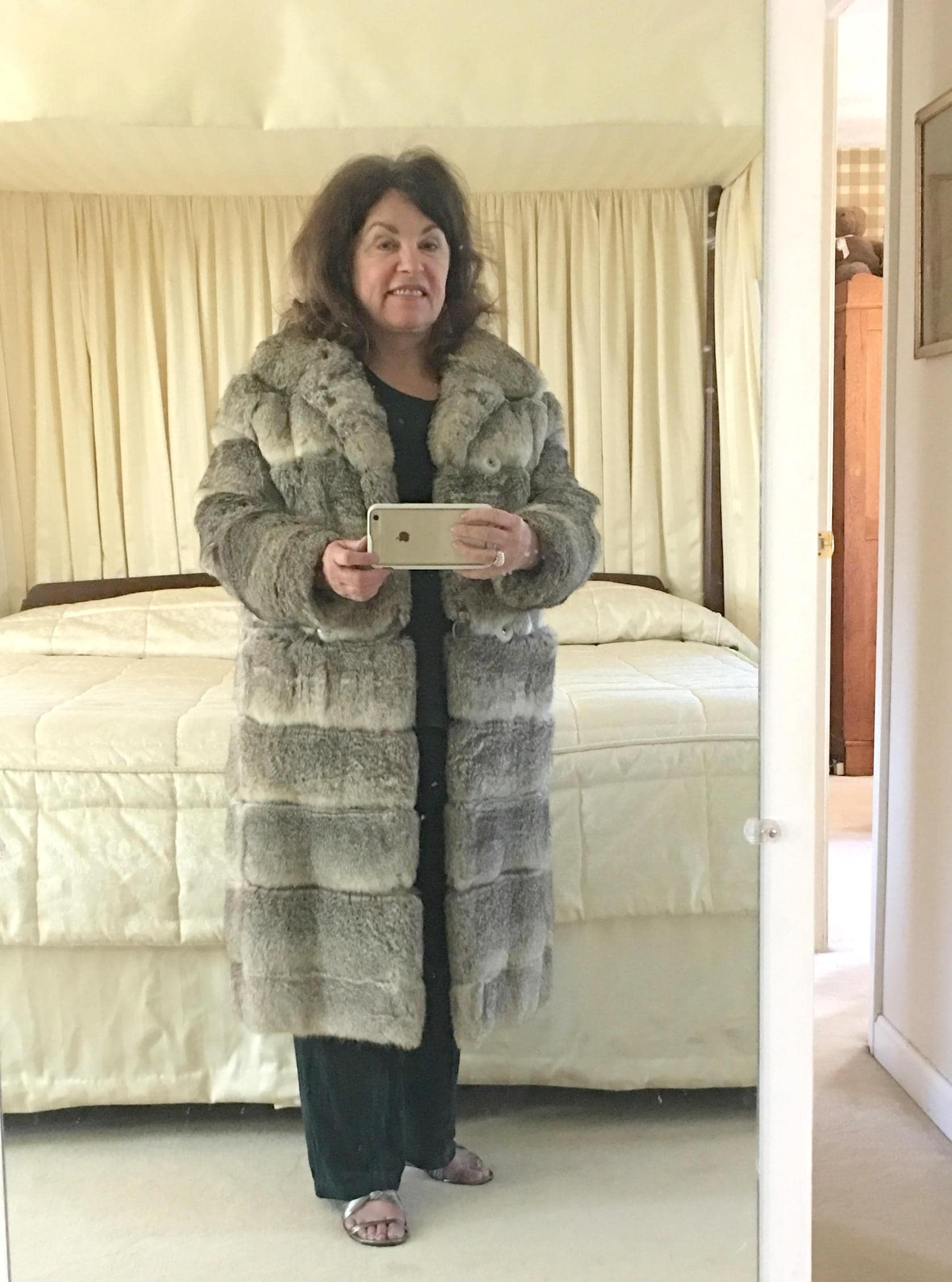 Classic Fur Coat, Vintage Clothing, Gray Lapin Coat, Authentic Real Fur ...