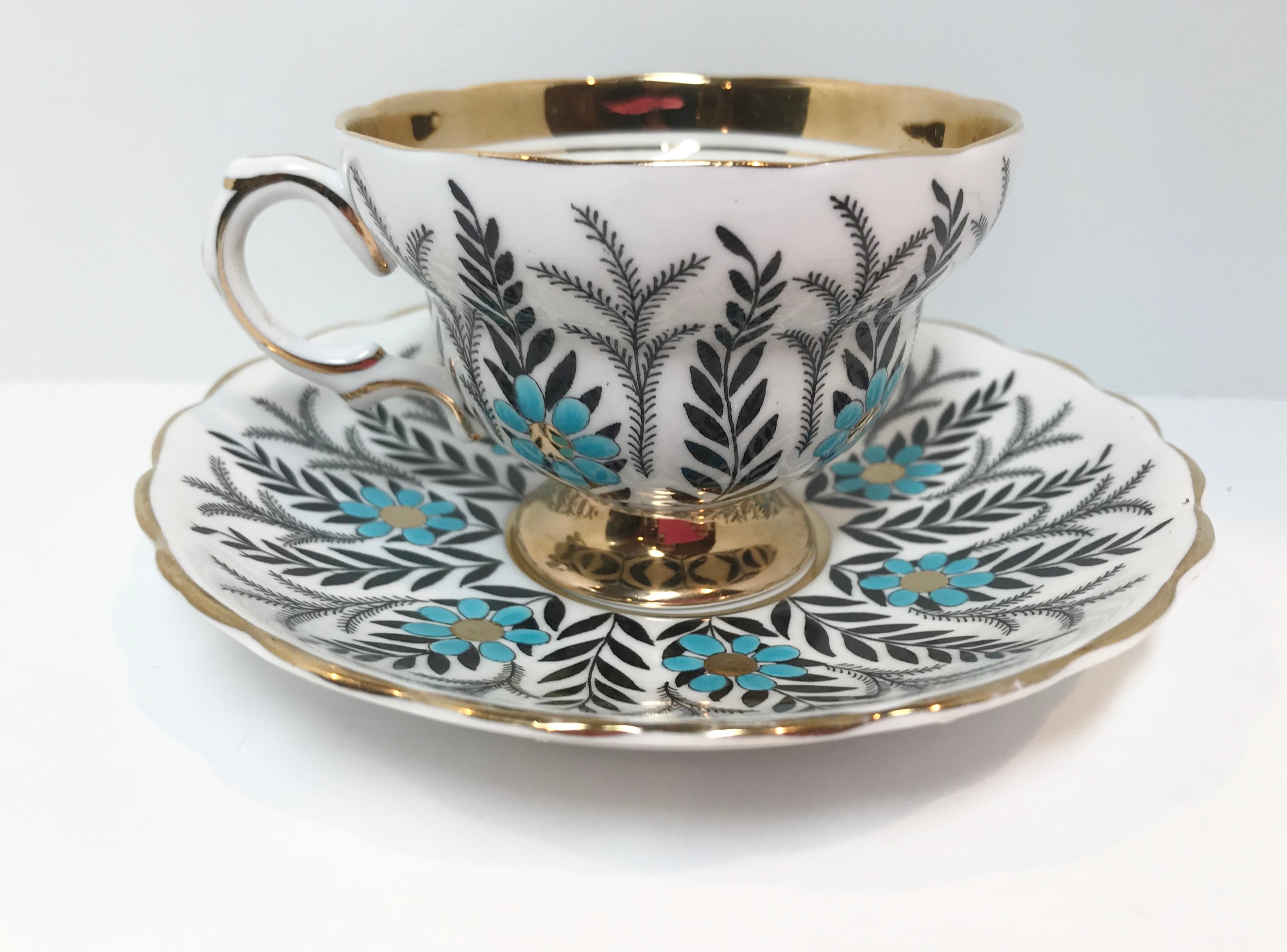 Hand Painted Rosina Teacup and Saucer, Floral Teacups Vintage, Antique ...