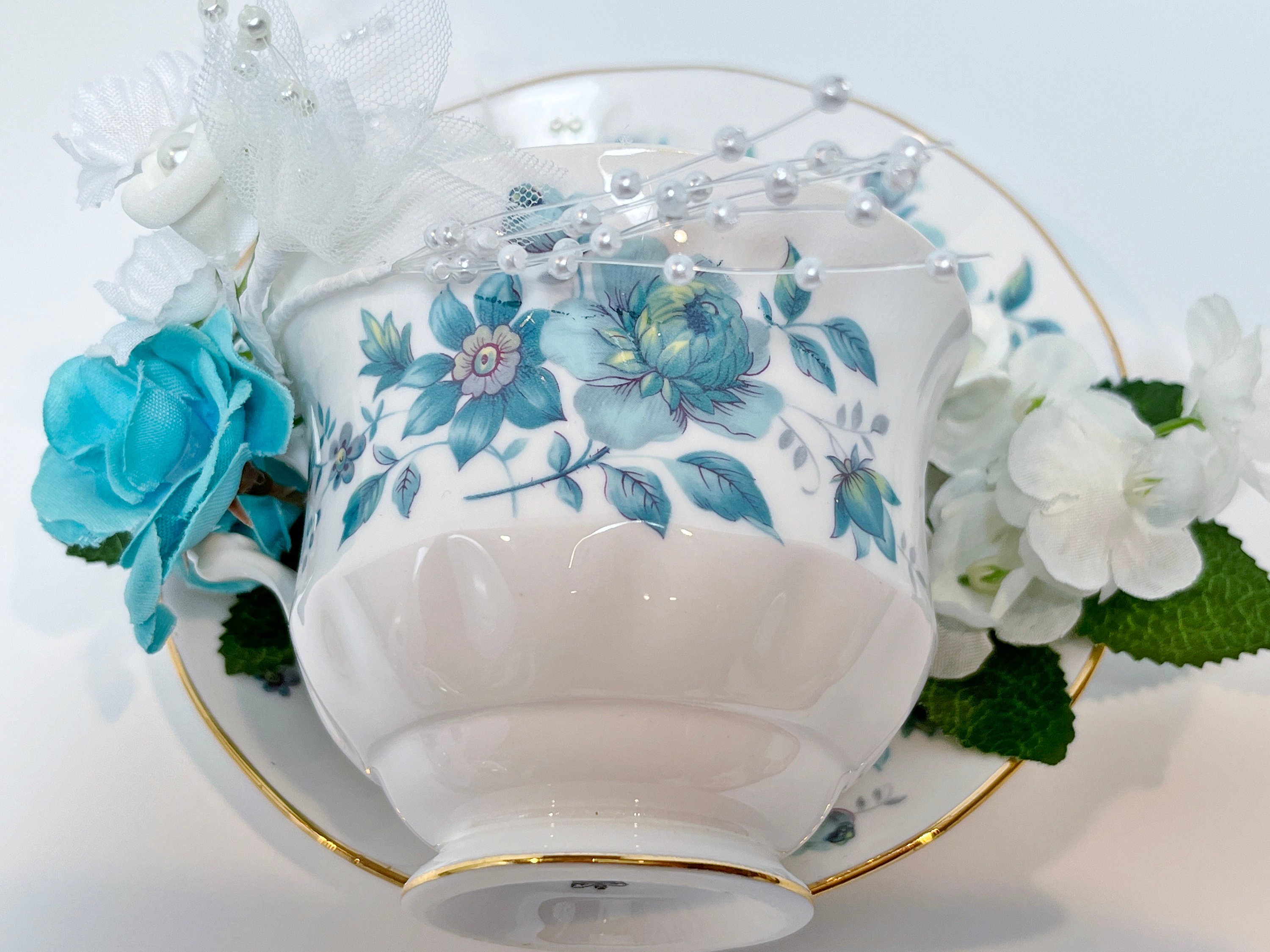 Teacup Centerpiece, Teacup Garden, Aqua Centerpiece, Table Centerpiece ...