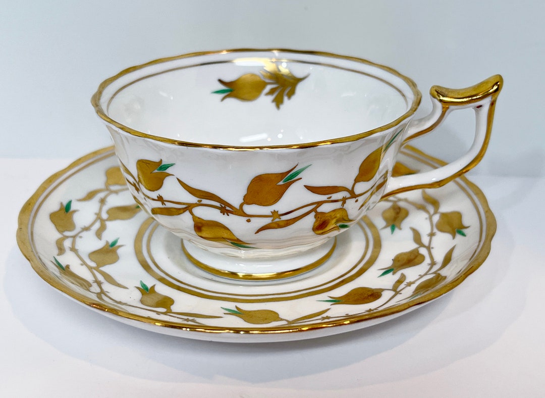 Royal Chelsea Tea Cup and Saucer , English Teacup , Gold White Tea Cups ...