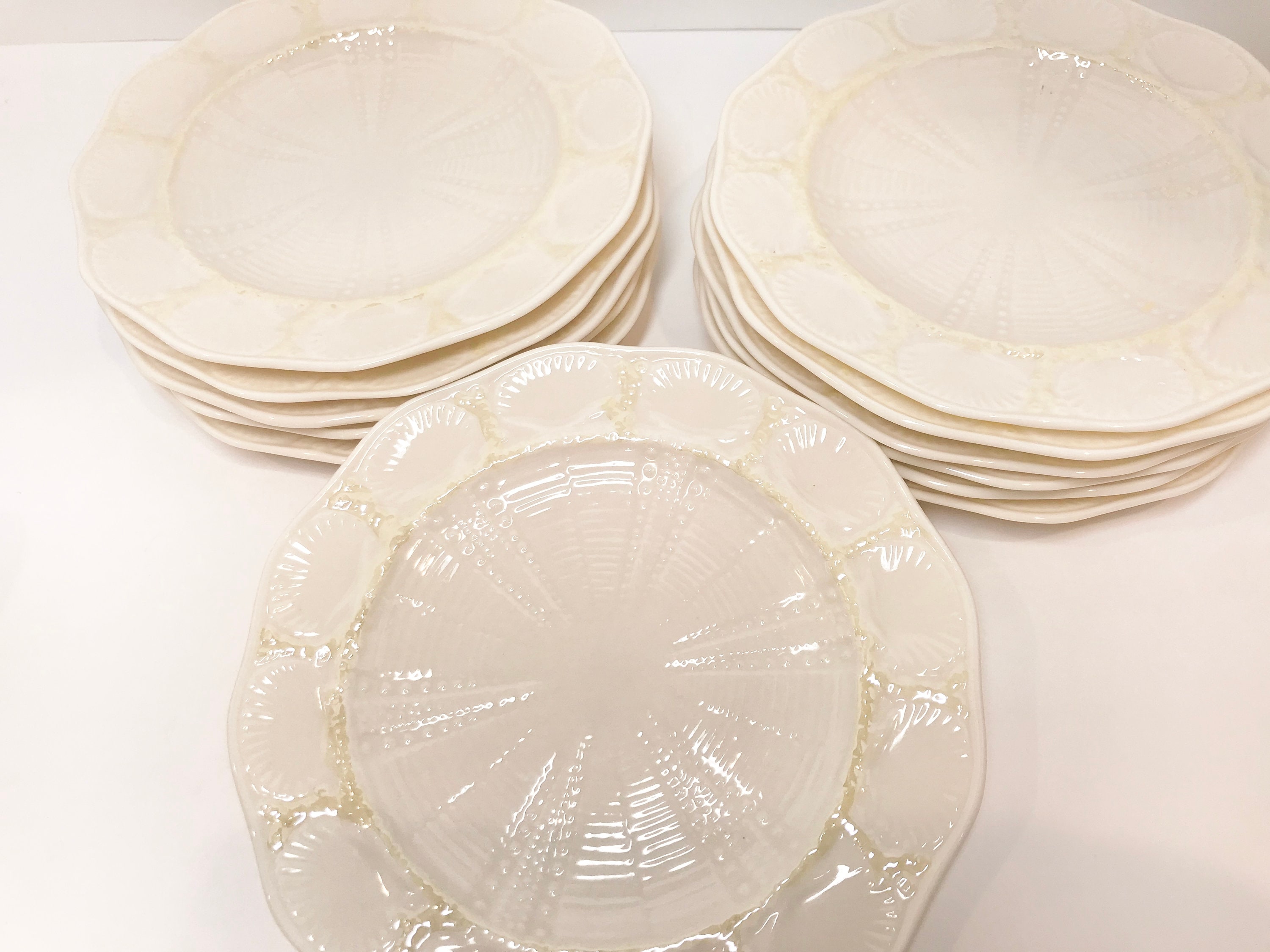 SOLD, Reserved for SR, Set of 12 Belleek Plates, New Shell Tea Ware ...