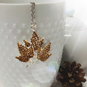 Glimmering Leaf Tea Infuser Gemstone Maple Leaf Tea Strainer for Loose ...