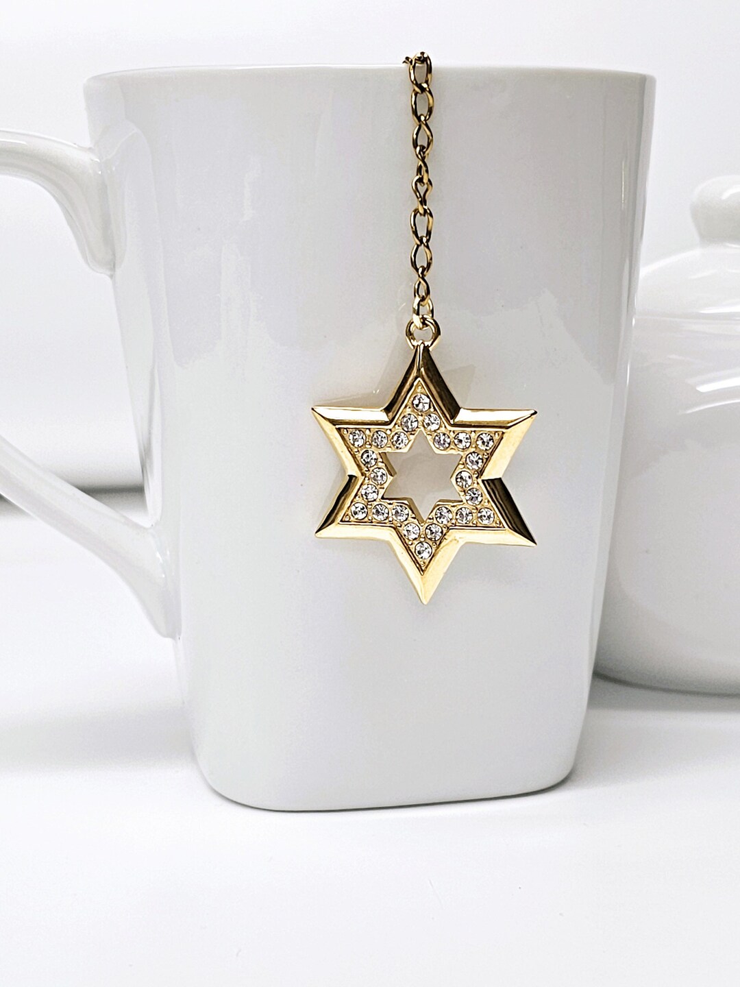 Star Tea Infuser Crystal Rhinestone Star Tea Strainer Star of David Tea ...