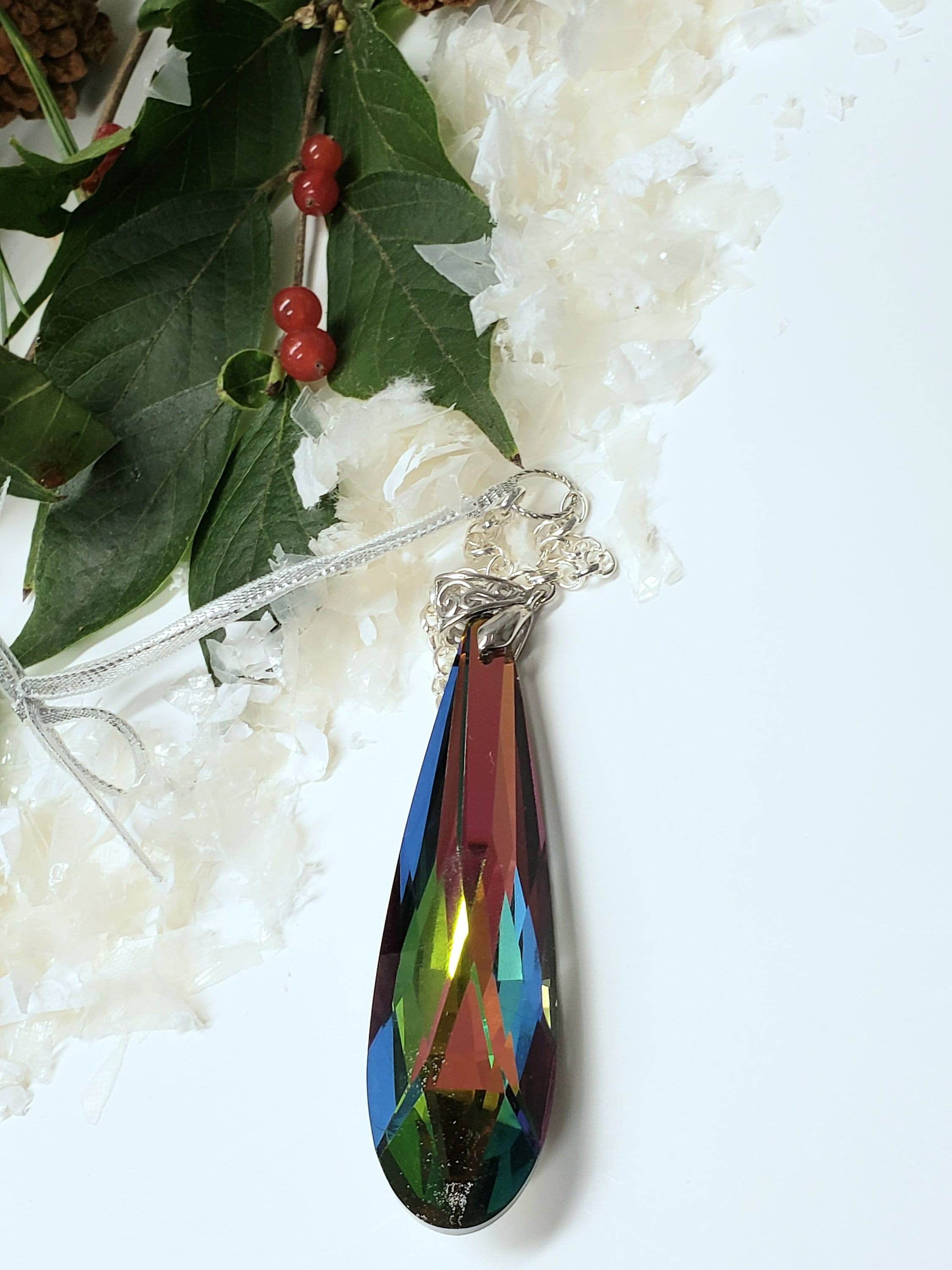 Crystal Christmas Ornaments Rainbow Vitrail Teardrop Crystal - Etsy