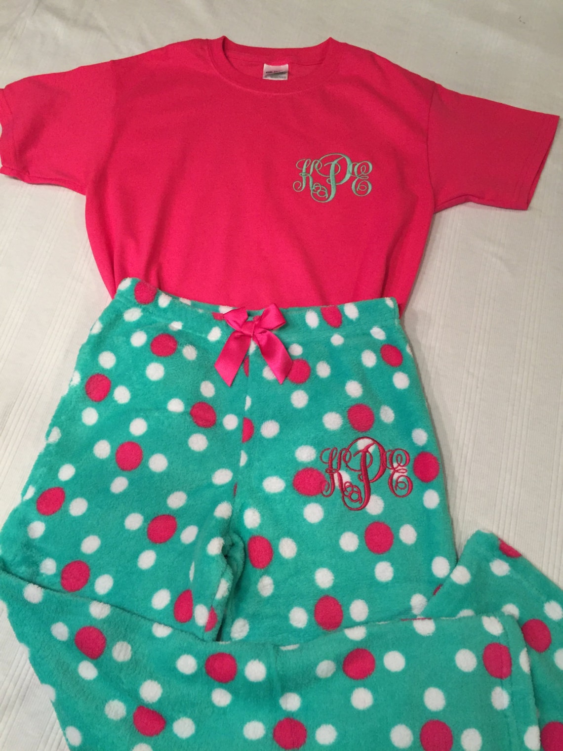 SALE Little Girls Monogrammed Pajama Pant and T-shirt Set - Etsy