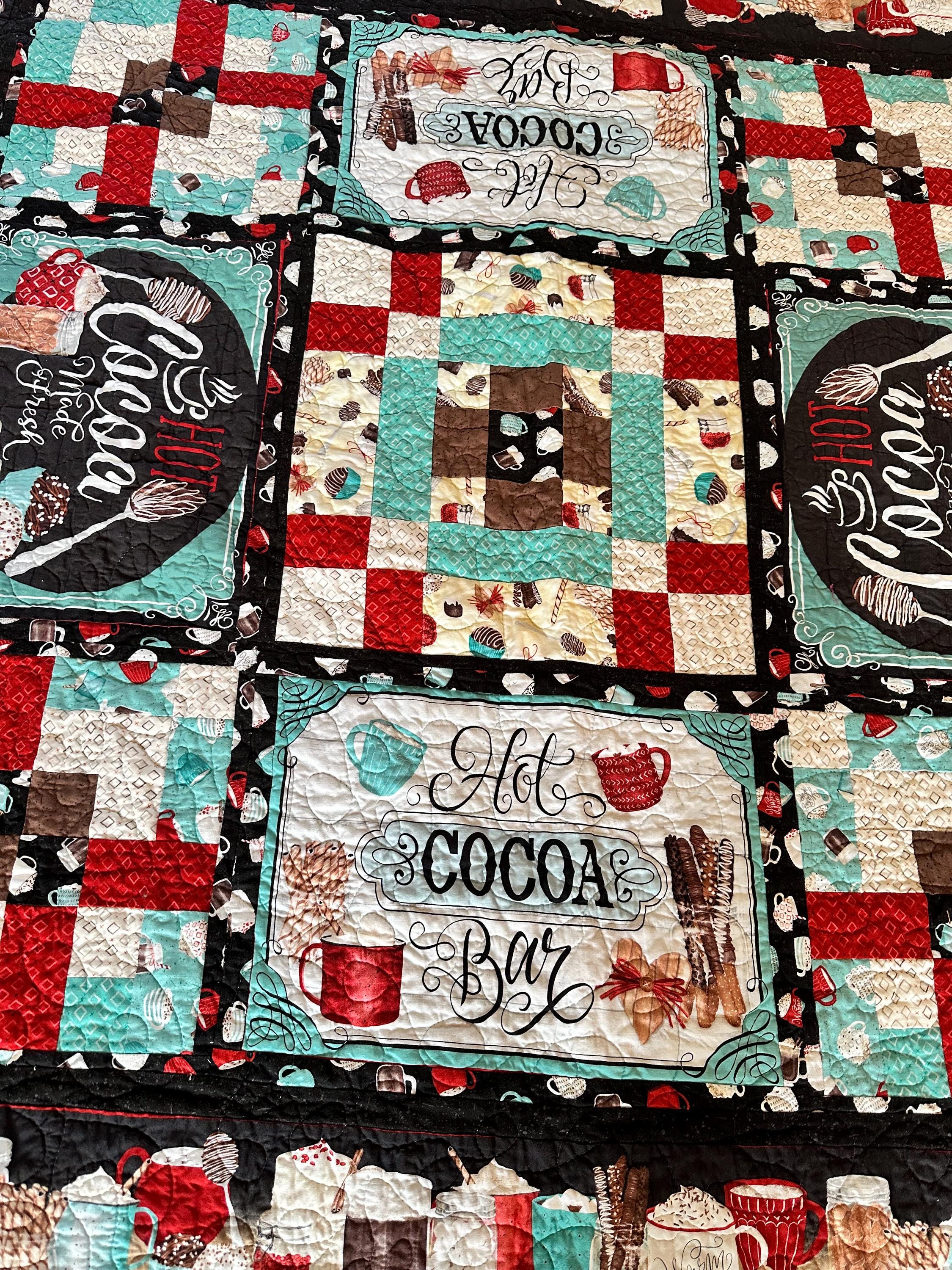 I Love Hot Cocoa" Handmade Throw Quilt - Cozy 57x57" Winter Blanket ...