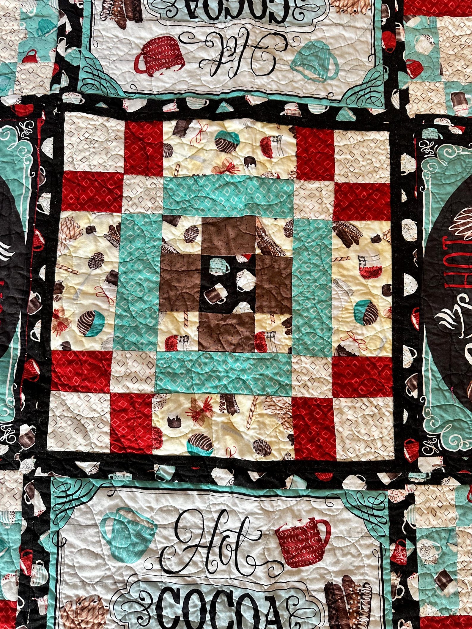 I Love Hot Cocoa" Handmade Throw Quilt - Cozy 57x57" Winter Blanket ...