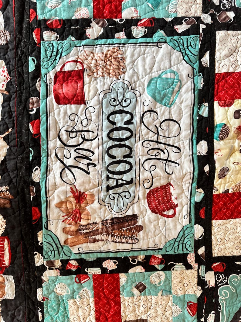 I Love Hot Cocoa" Handmade Throw Quilt - Cozy 57x57" Winter Blanket ...