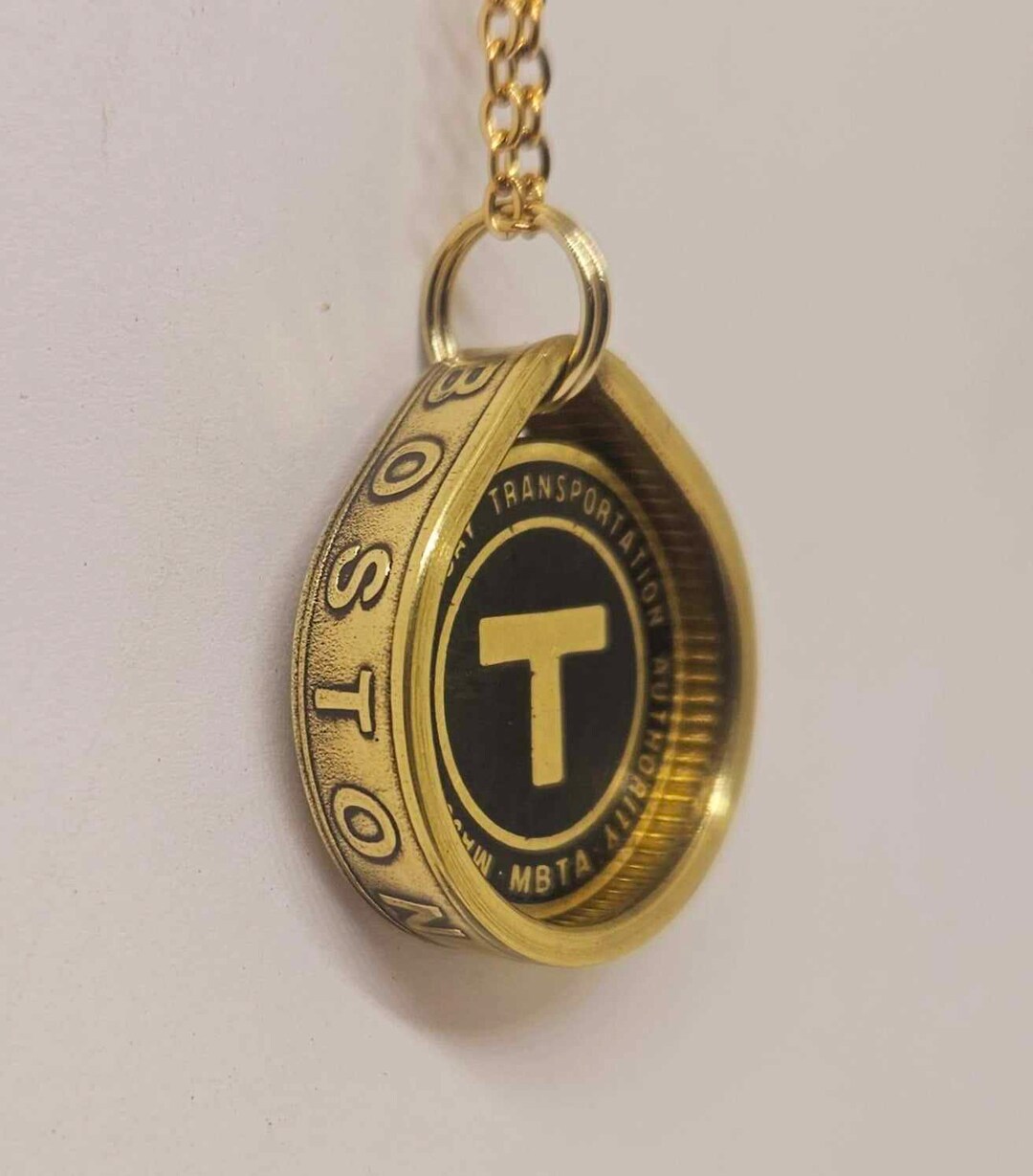 Teardrop Shaped Pendant Made From Boston MBTA Transit Token Coin Ring ...