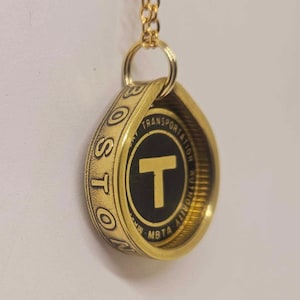 Teardrop Shaped Pendant Made From Boston MBTA Transit Token Coin Ring ...