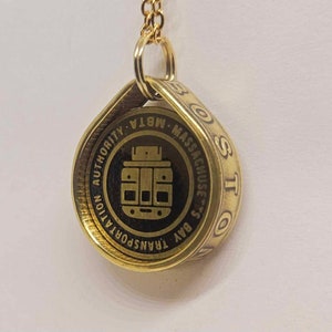 Teardrop Shaped Pendant Made From Boston MBTA Transit Token Coin Ring ...