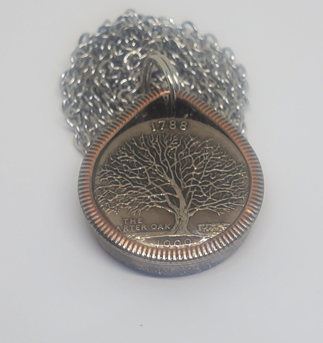 Teardrop Shaped Pendant Made From Connecticut State Quarter Coin Ring ...