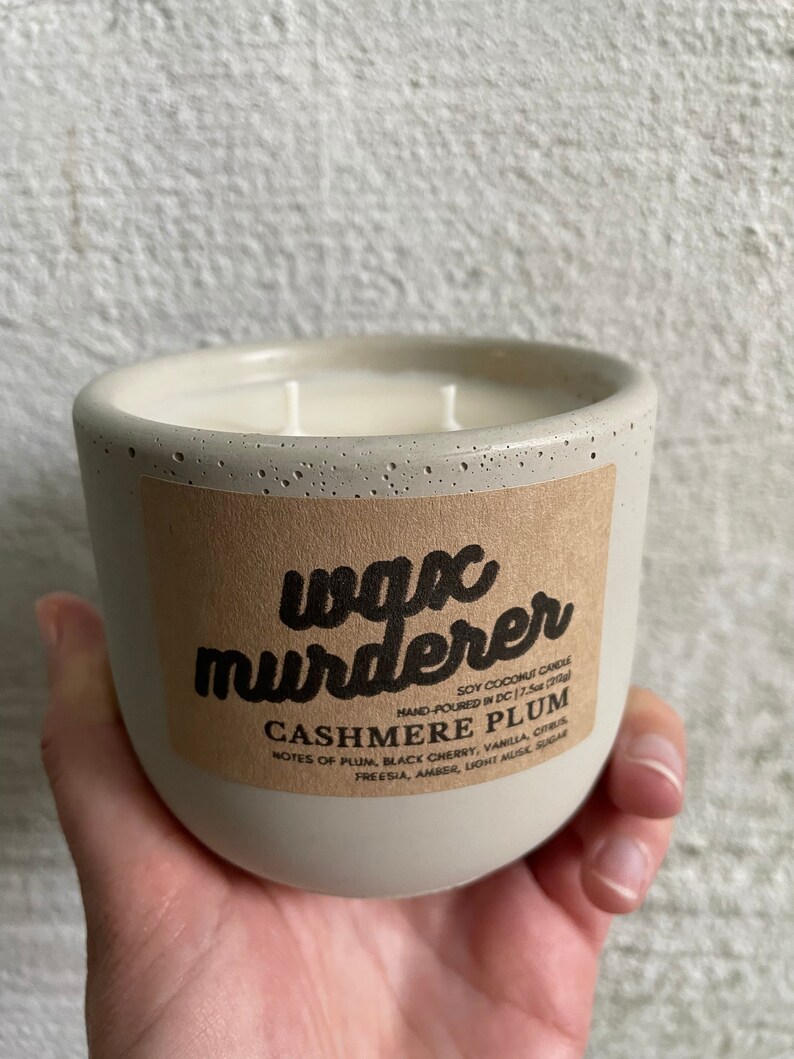WAX MURDERER Hand Poured Concrete Double Wick Candle - 7.5oz Coconut ...