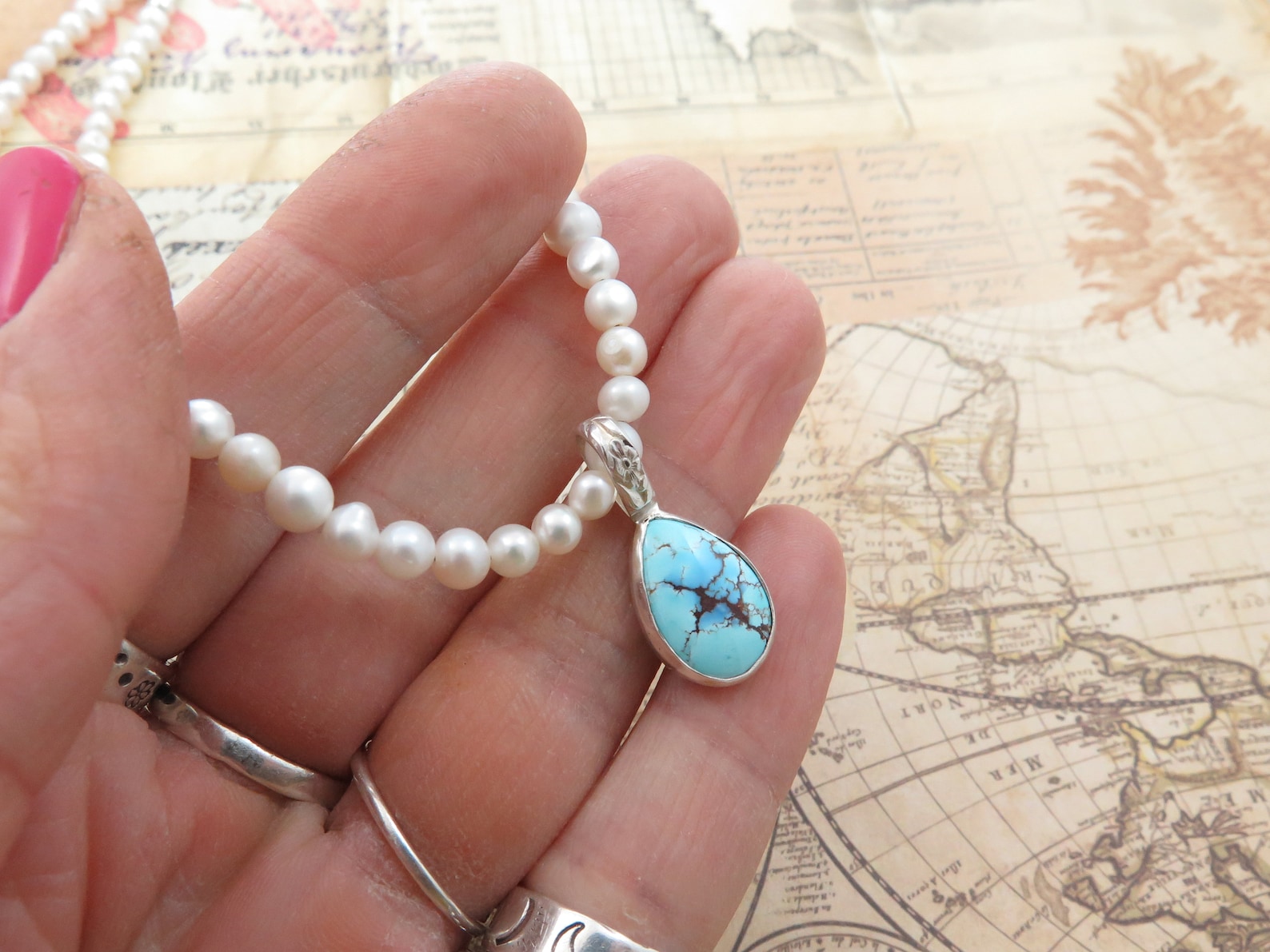 Natural, Genuine GOLDEN HILLS Turquoise Pearl Necklace|lavender ...