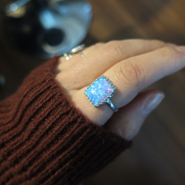 Rectangle Opal Ring - Etsy