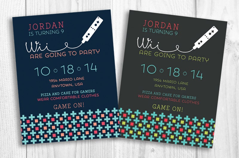 Video Game Birthday Invitation, Wii, Dance Party, Gaming - Etsy