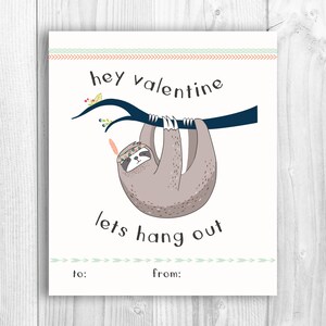 Sloth Valentines classroom Printable Valentine - Etsy