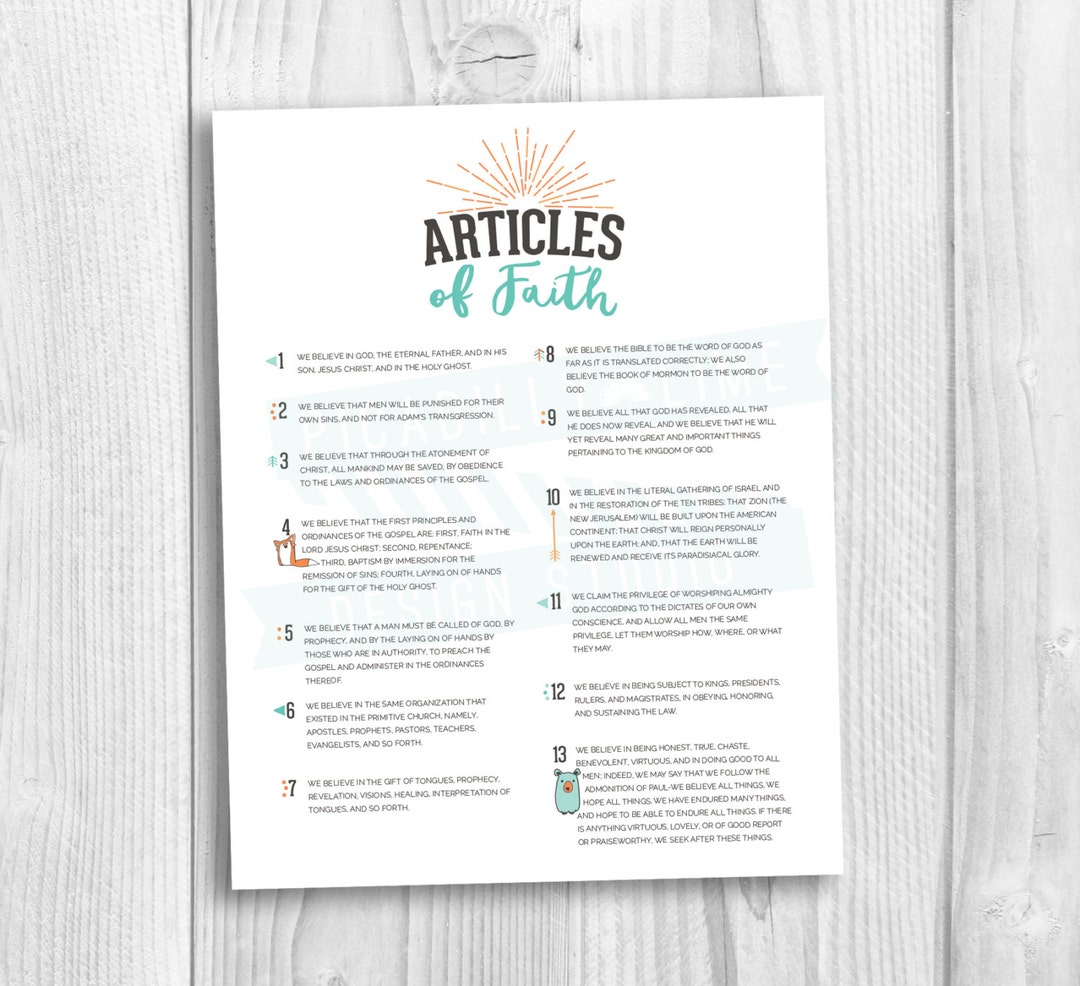 LDS Articles of Faith Poster - Etsy